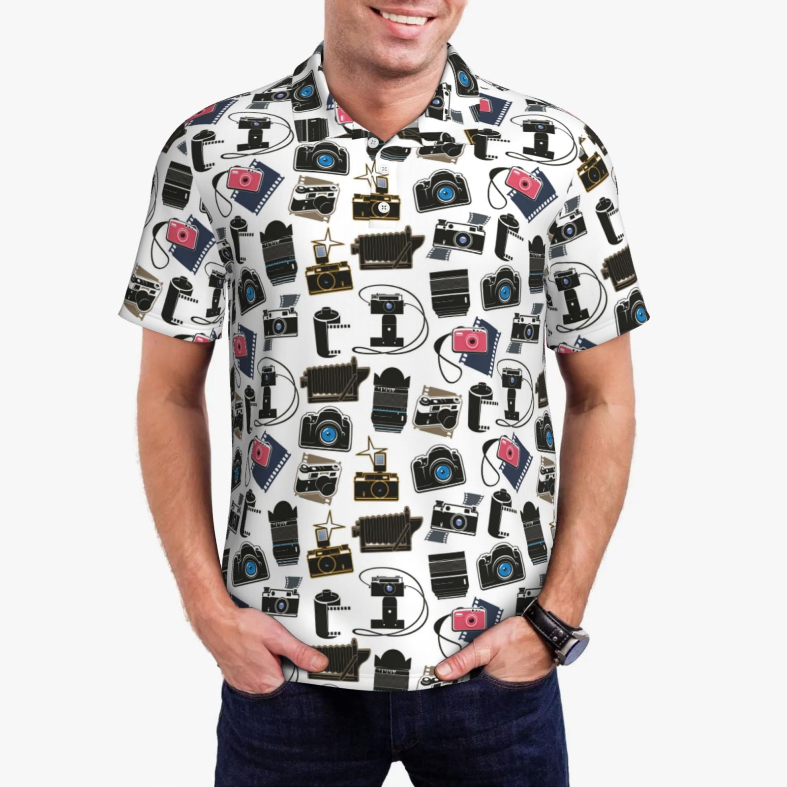 Polo Shirts for Men - cool camera Mens Polo Shirts Short Sleeve, Button ...
