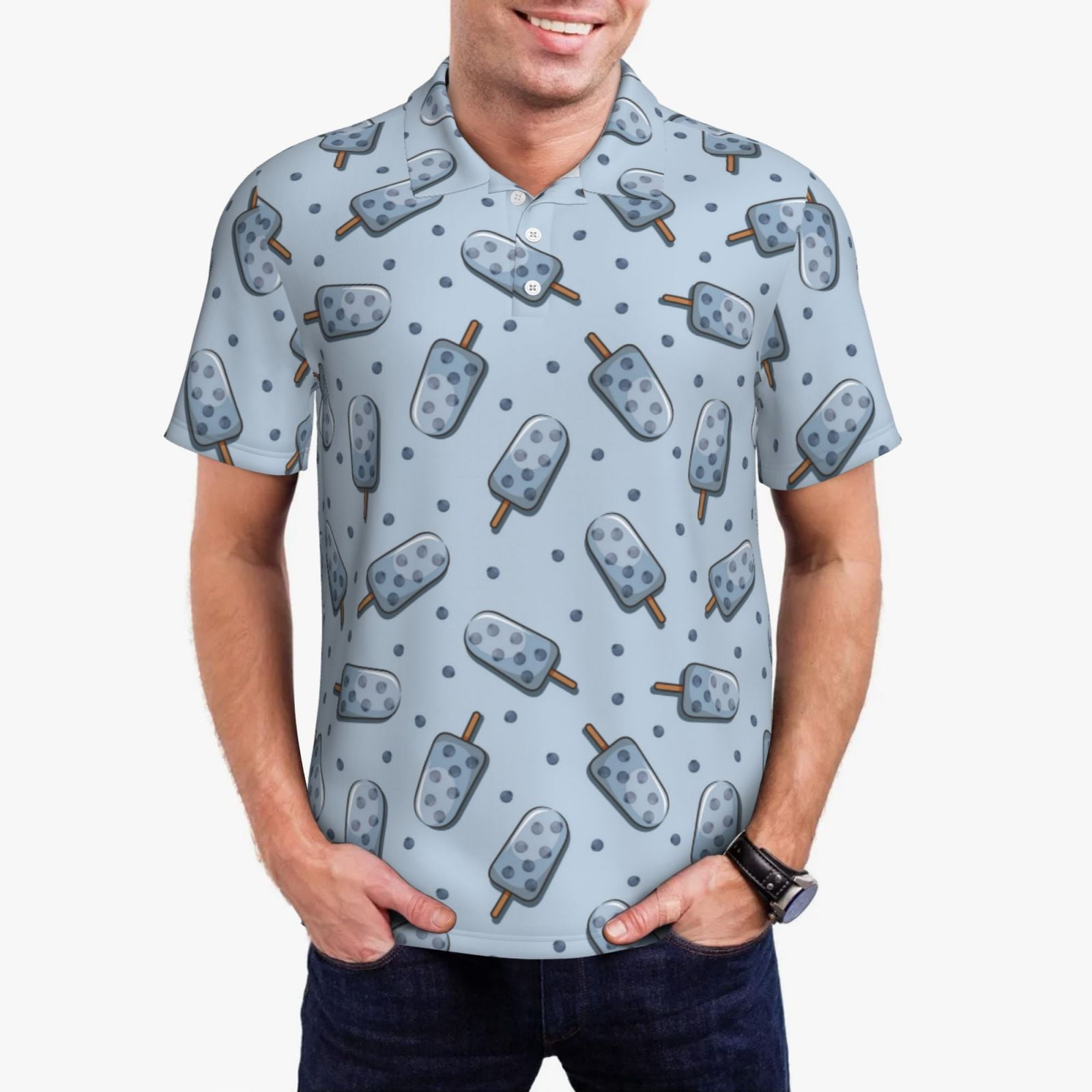 Polo Shirts for Men - cute ice cream_A Mens Polo Shirts Short Sleeve ...