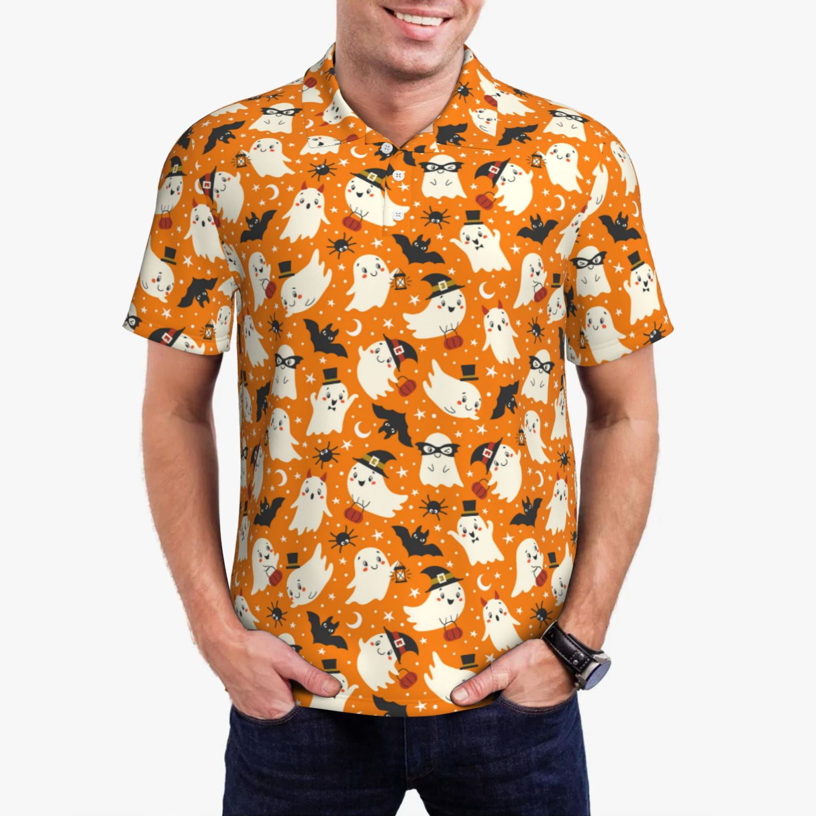 Polo Shirts for Men - cute spooky halloween Mens Polo Shirts Short ...