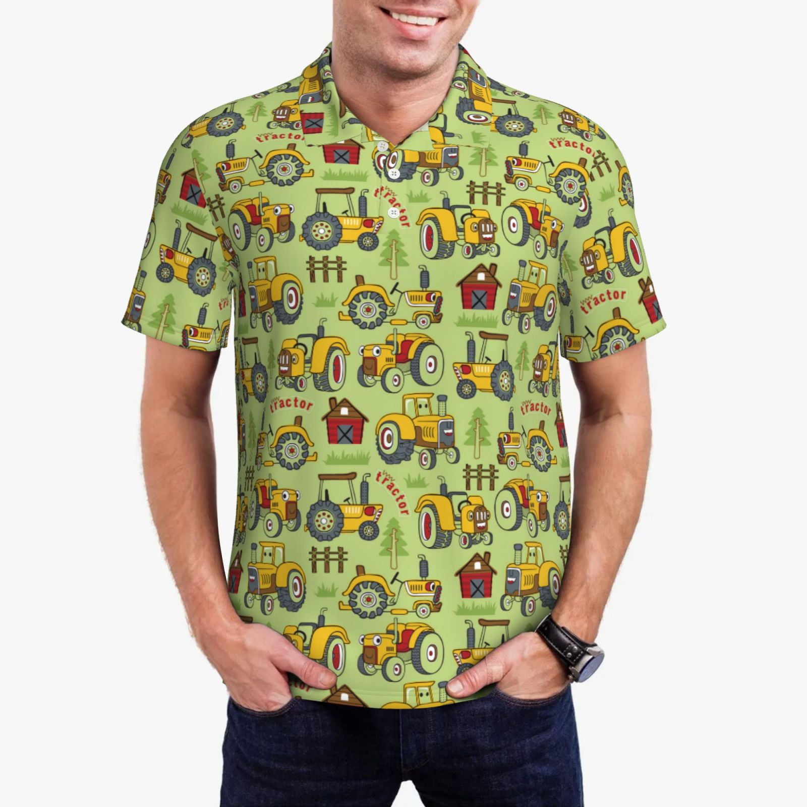 Polo Shirts for Men - cute tractor Soft Comfort Breathable Casual Mens ...