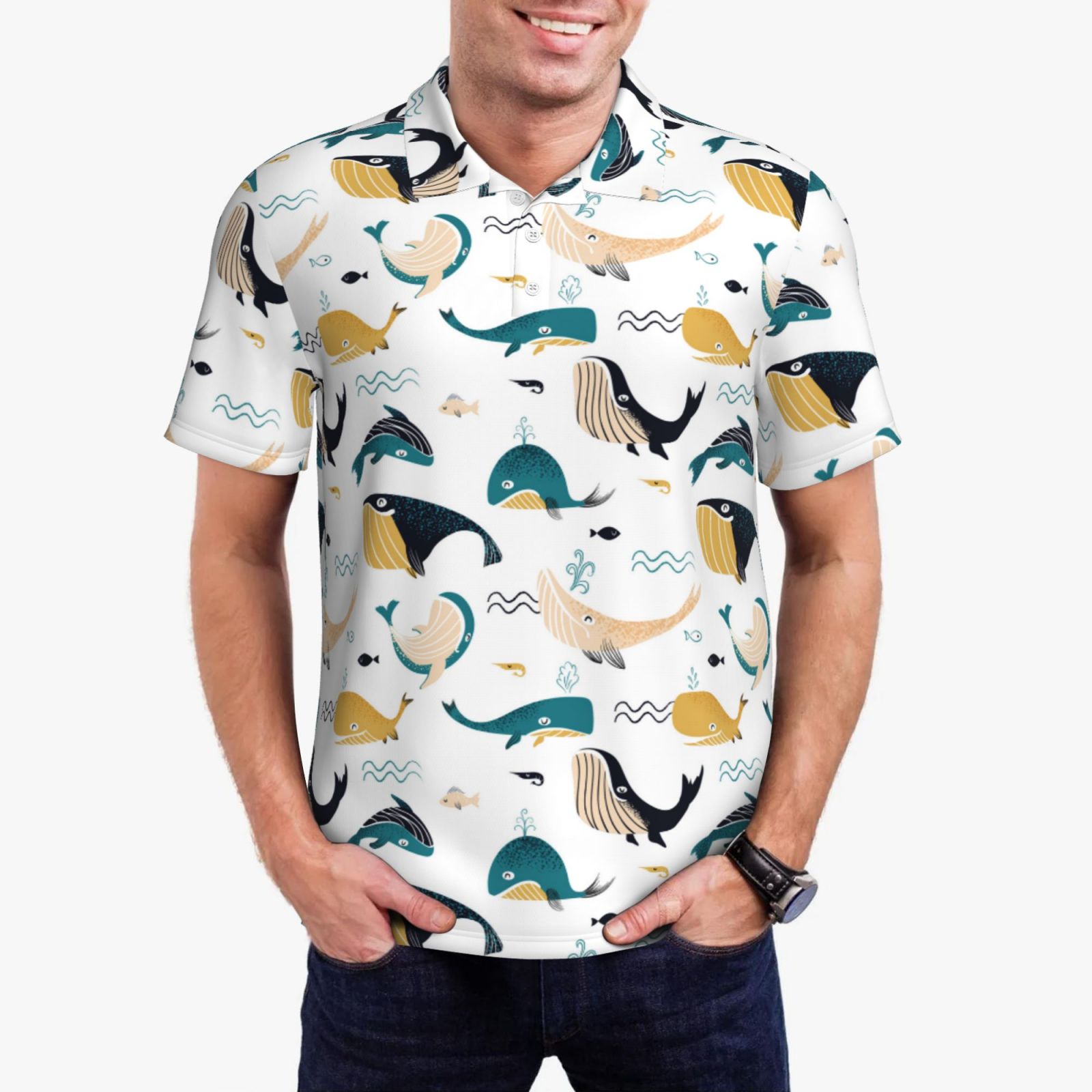 Polo Shirts for Men, cute whale Soft Casual Mens Polo Shirts Short ...