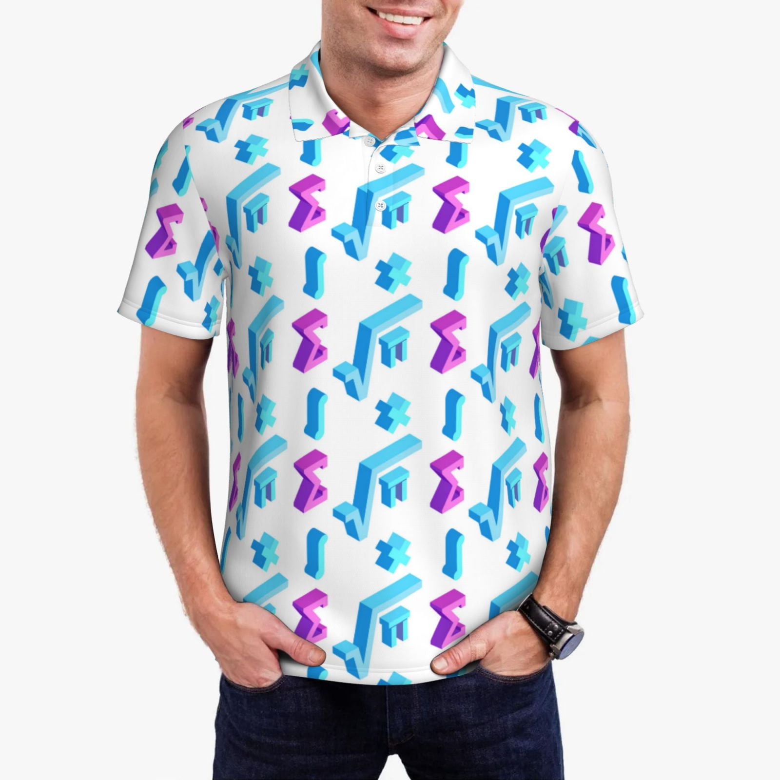 Polo Shirts for Men funny Math Symbol Print Casual Mens Short Sleeve ...