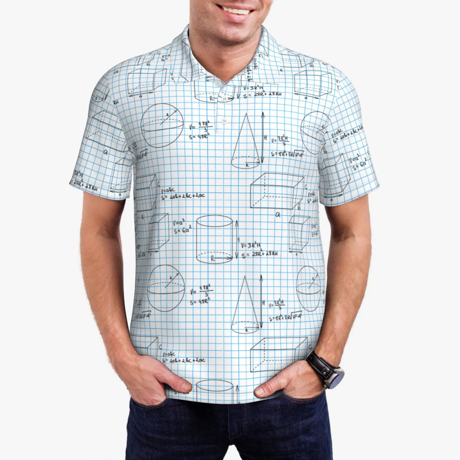 Polo Shirts for Men, geometry Math Print Cuteness Casual Mens Polo ...