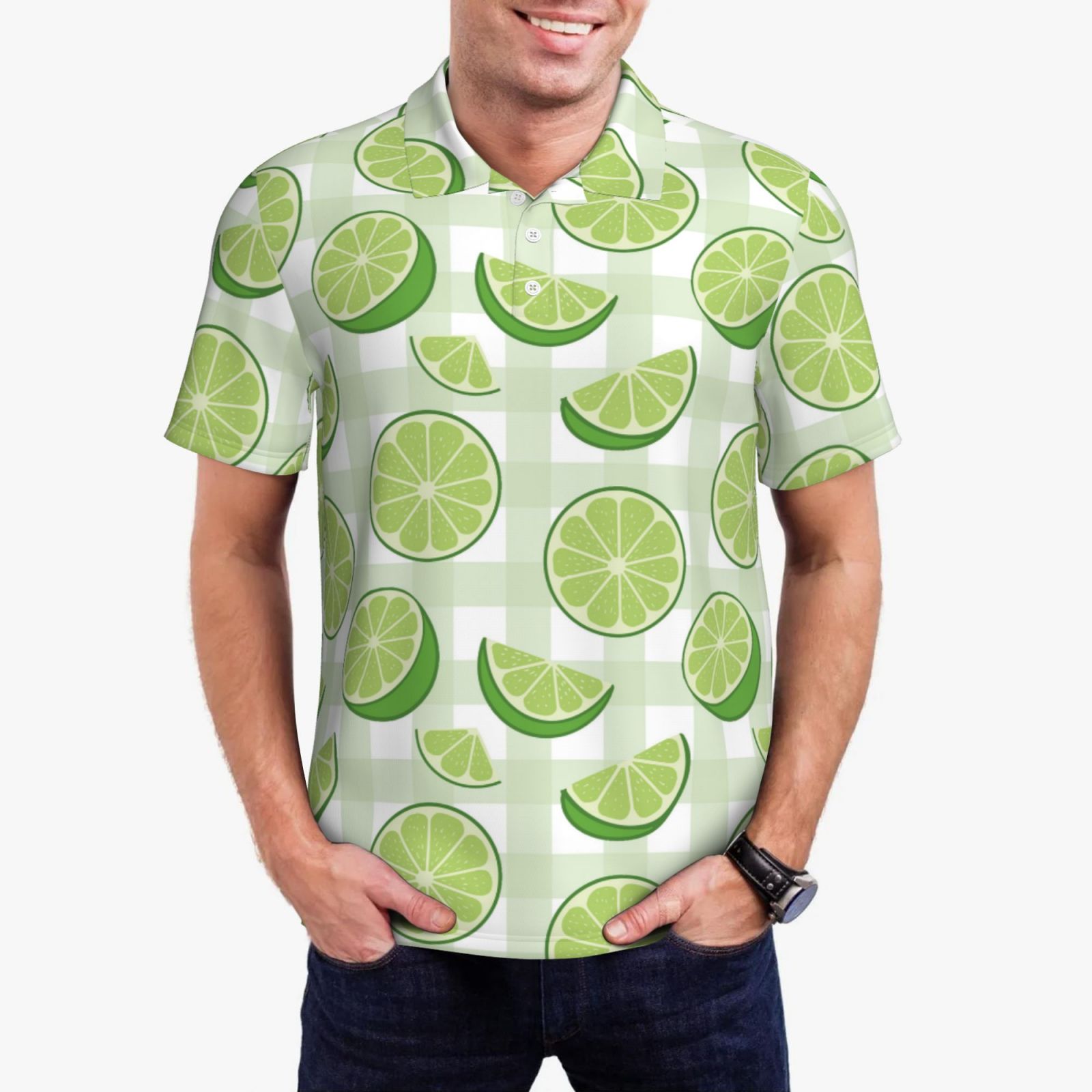 Polo Shirts for Men - green Lemon cute Classic Mens Polo Shirts Casual ...