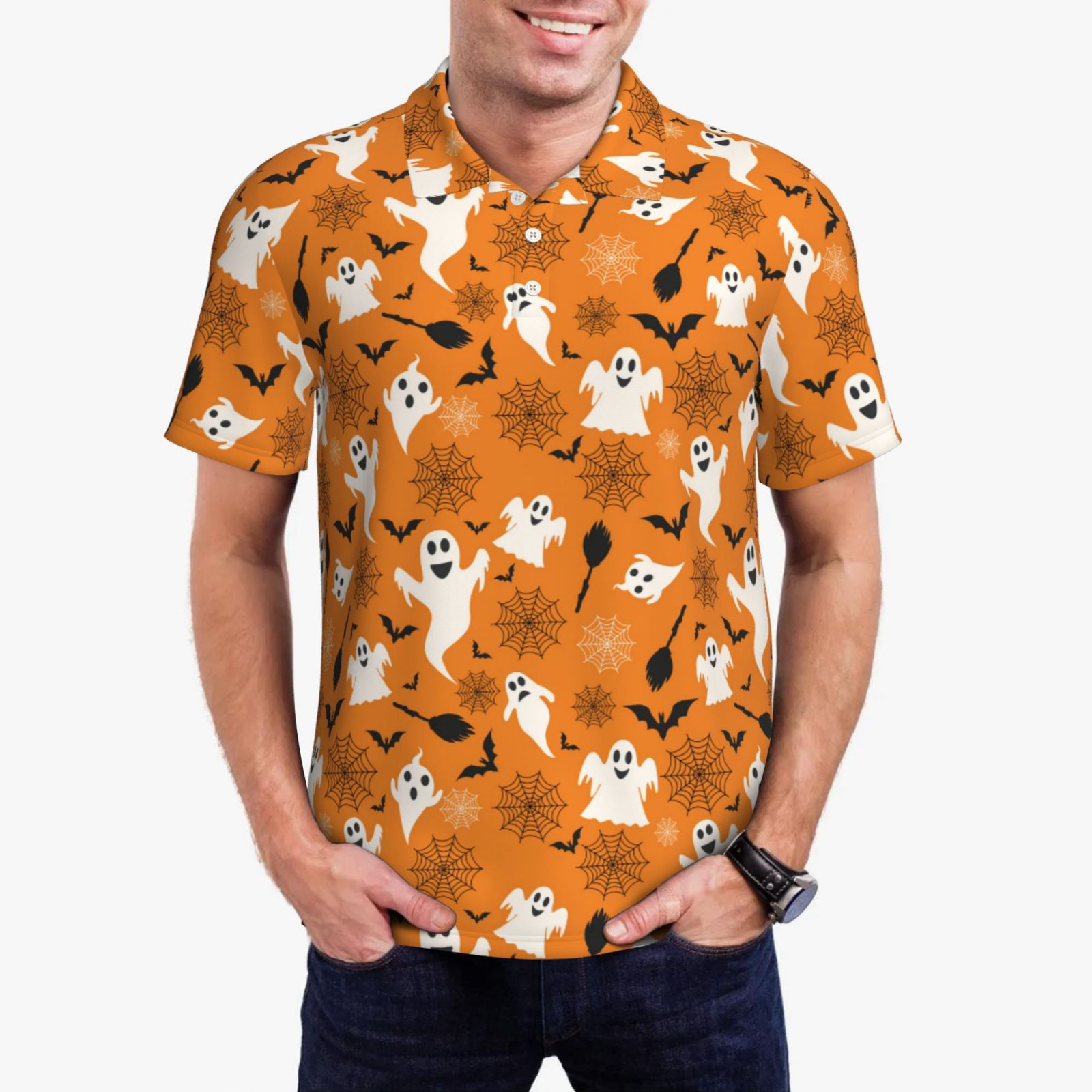 Polo Shirts for Men, halloween ghost cute print Cuteness Casual Mens ...