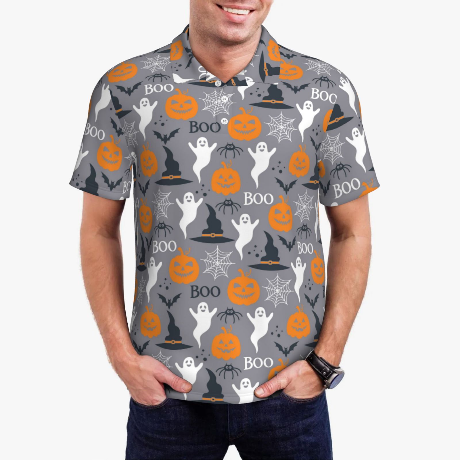 Polo Shirts for Men, halloween pumpkin Soft Casual Mens Polo Shirts ...