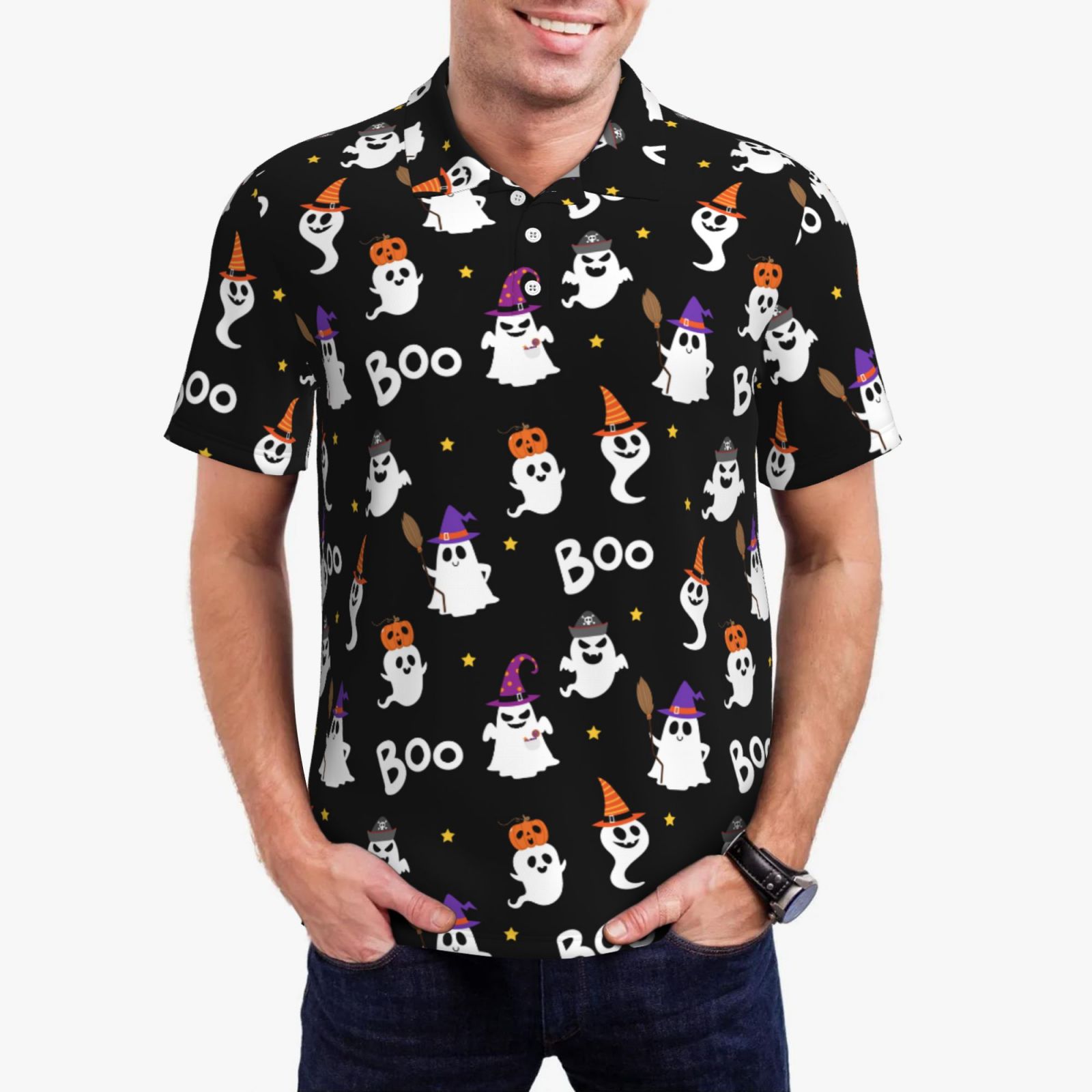 Polo Shirts for Men - halloween spooky Mens Polo Shirts Short Sleeve ...