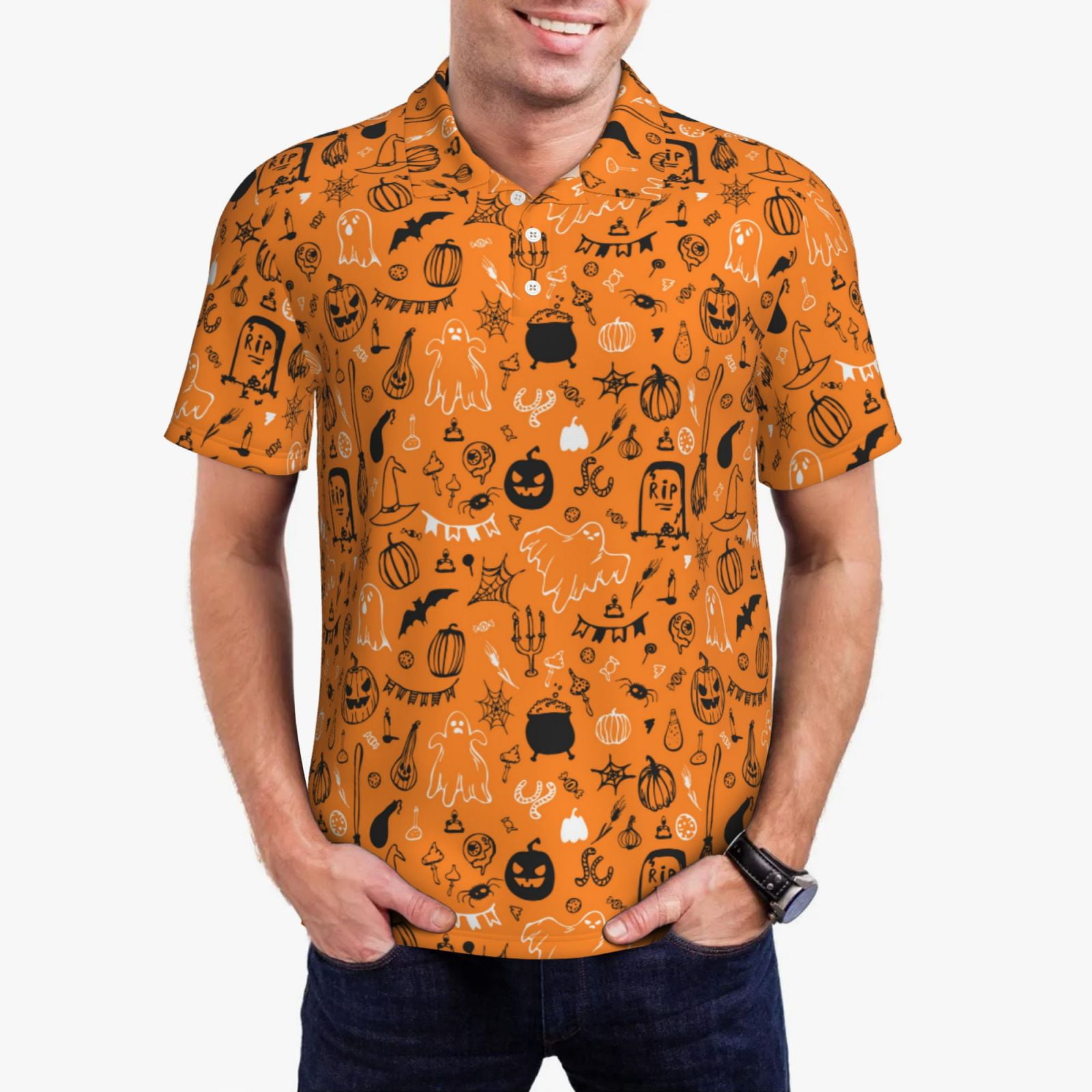 Polo Shirts for Men hell4 Casual Mens Short Sleeve Polo Shirts, Button ...