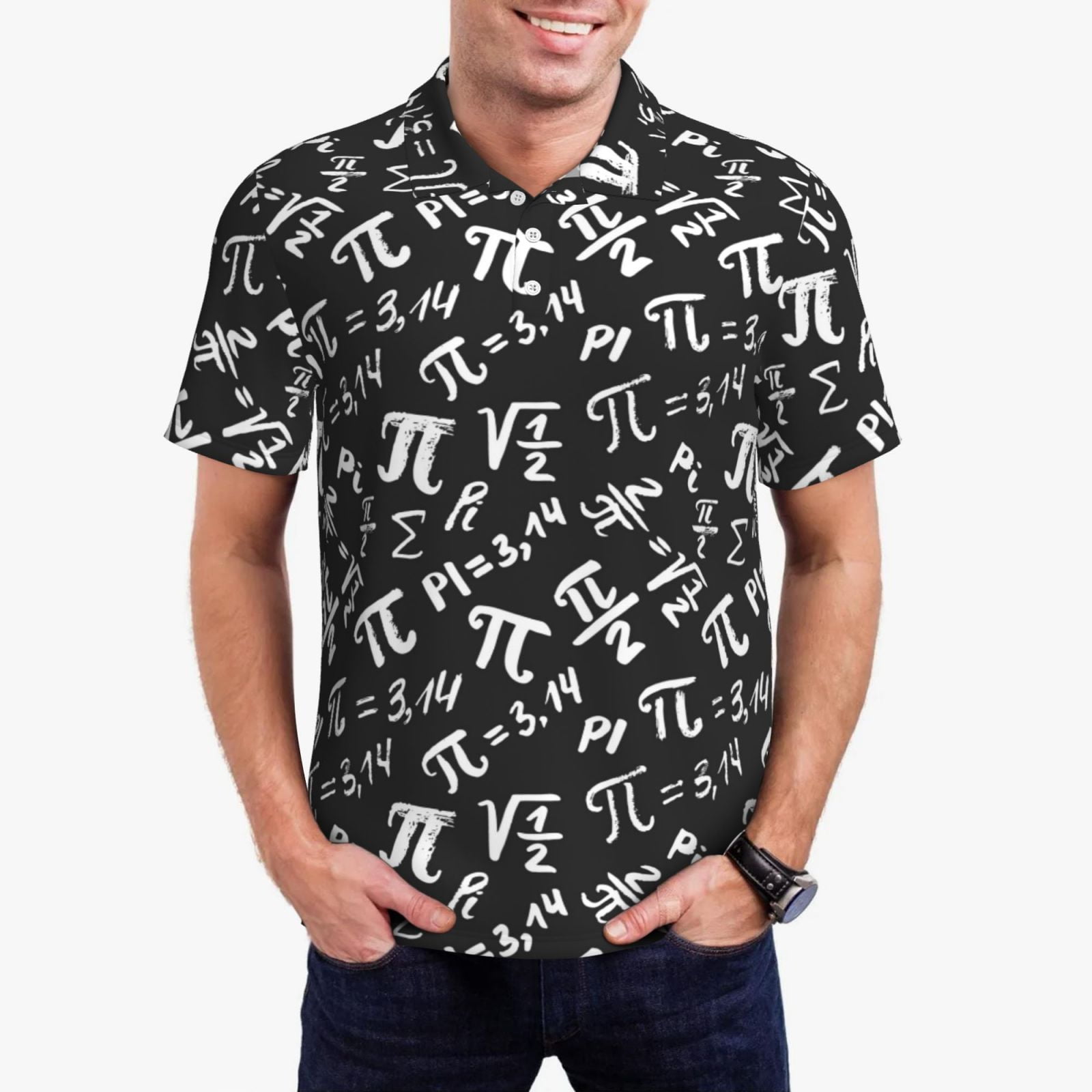 Polo Shirts for Men, hilarious Math Symbol Print Cuteness Casual Mens ...