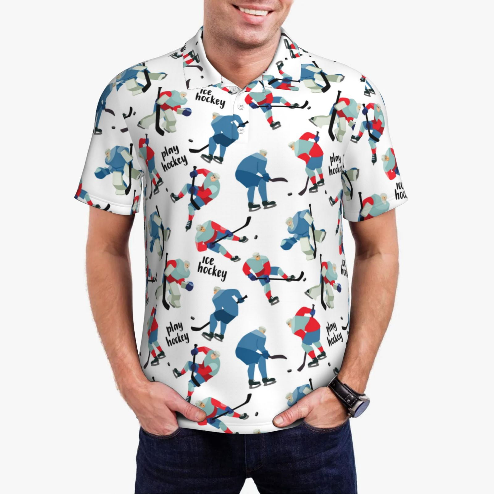 Polo Shirts for Men - ice hockey cool player print Mens Polo Shirts ...