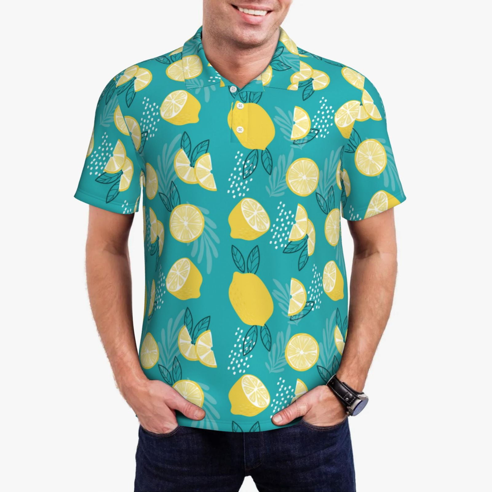 Polo Shirts for Men, lemon blue Cuteness Casual Mens Polo Shirts Short ...