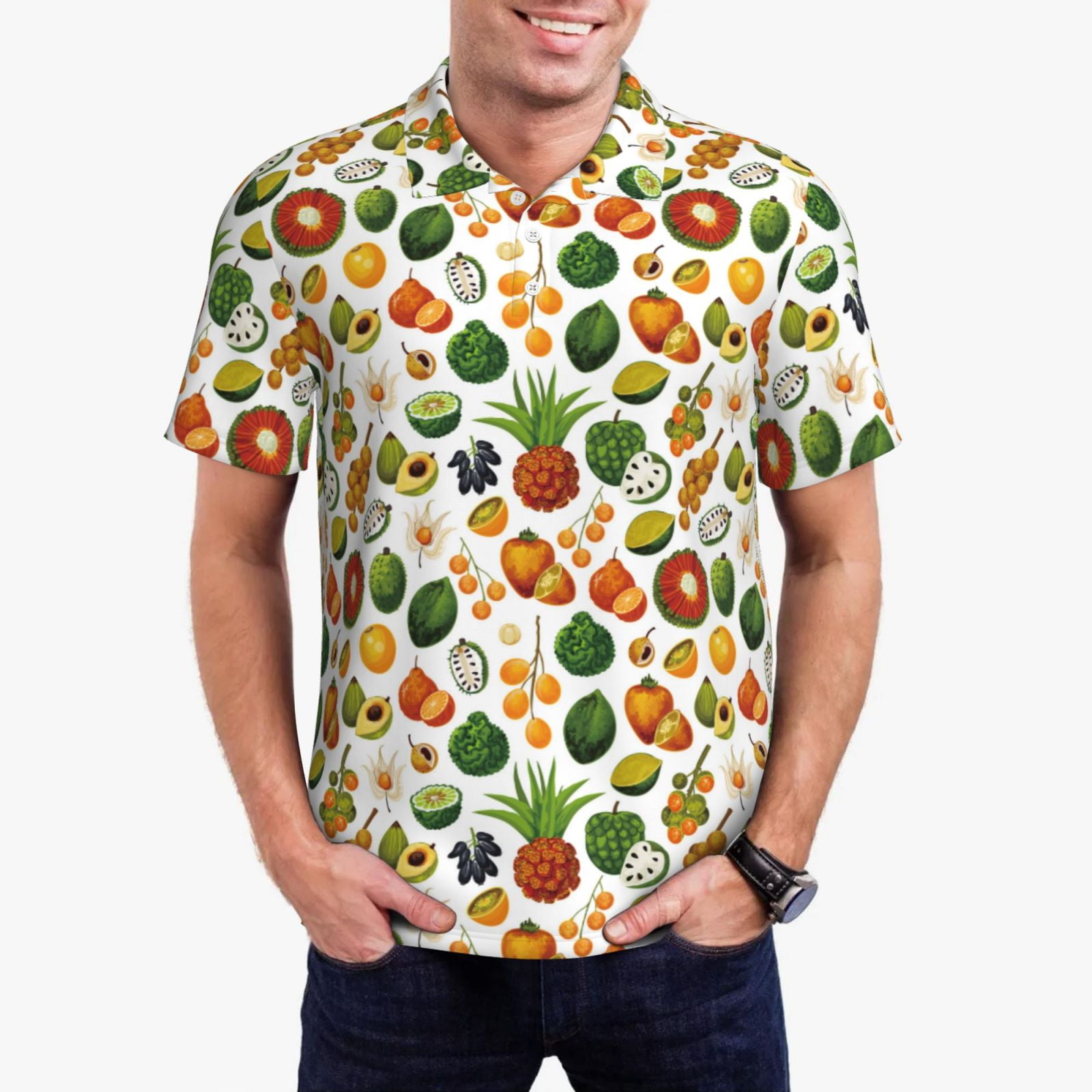 Polo Shirts for Men lemon fruits vegetables Casual Mens Short Sleeve ...