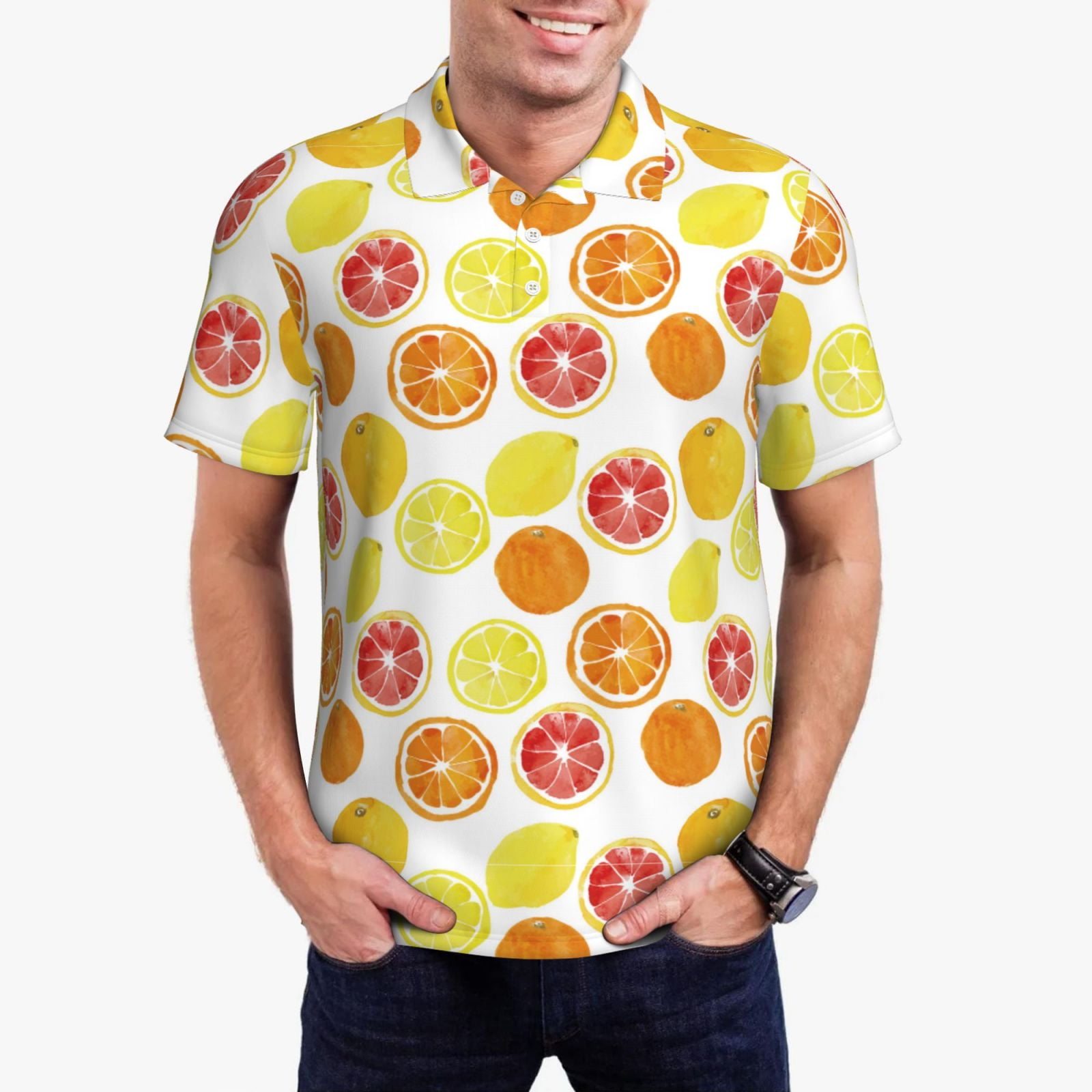 Polo Shirts for Men - lemon orange Mens Polo Shirts Short Sleeve ...