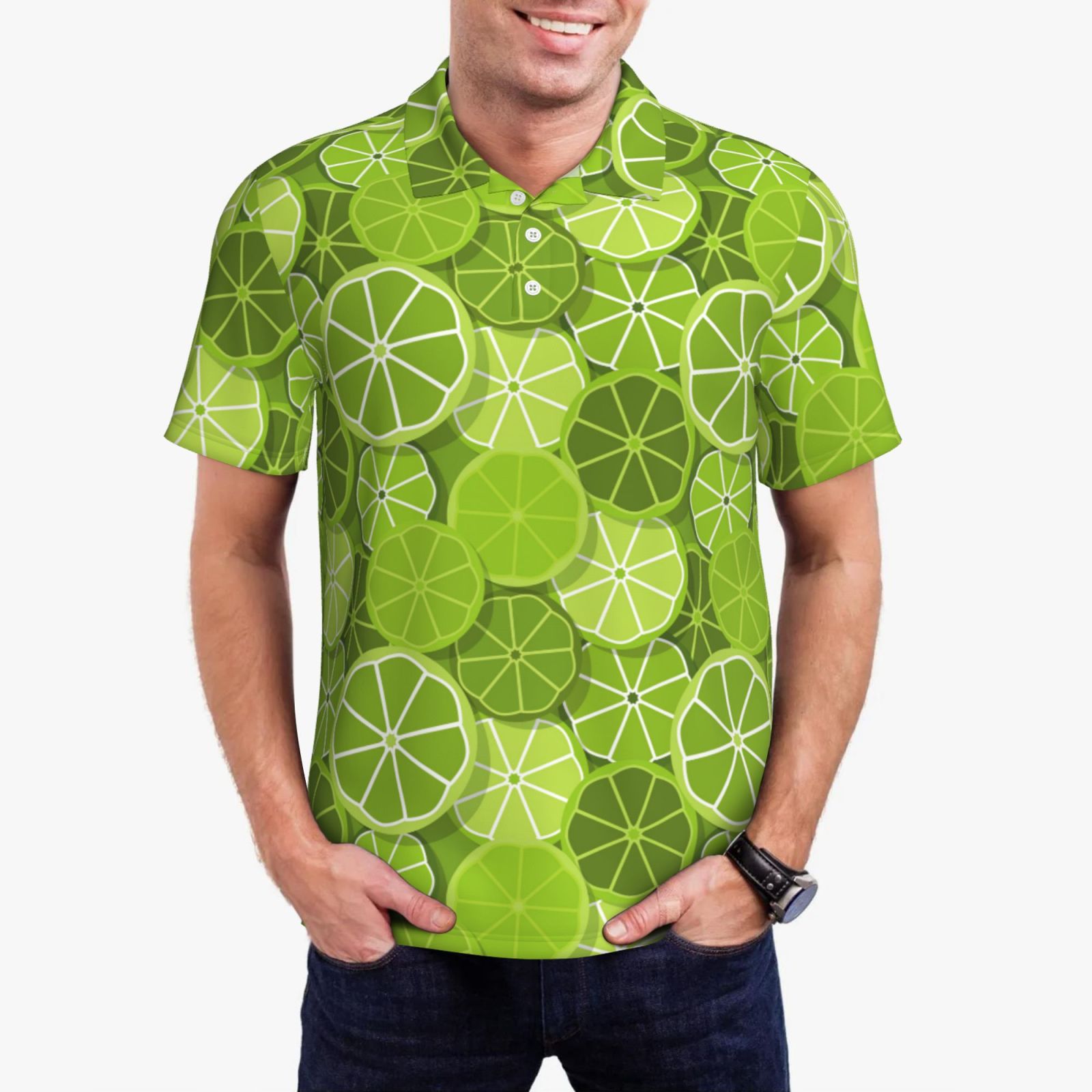 Polo Shirts for Men - lightgreen Lemon Classic Mens Polo Shirts Casual ...