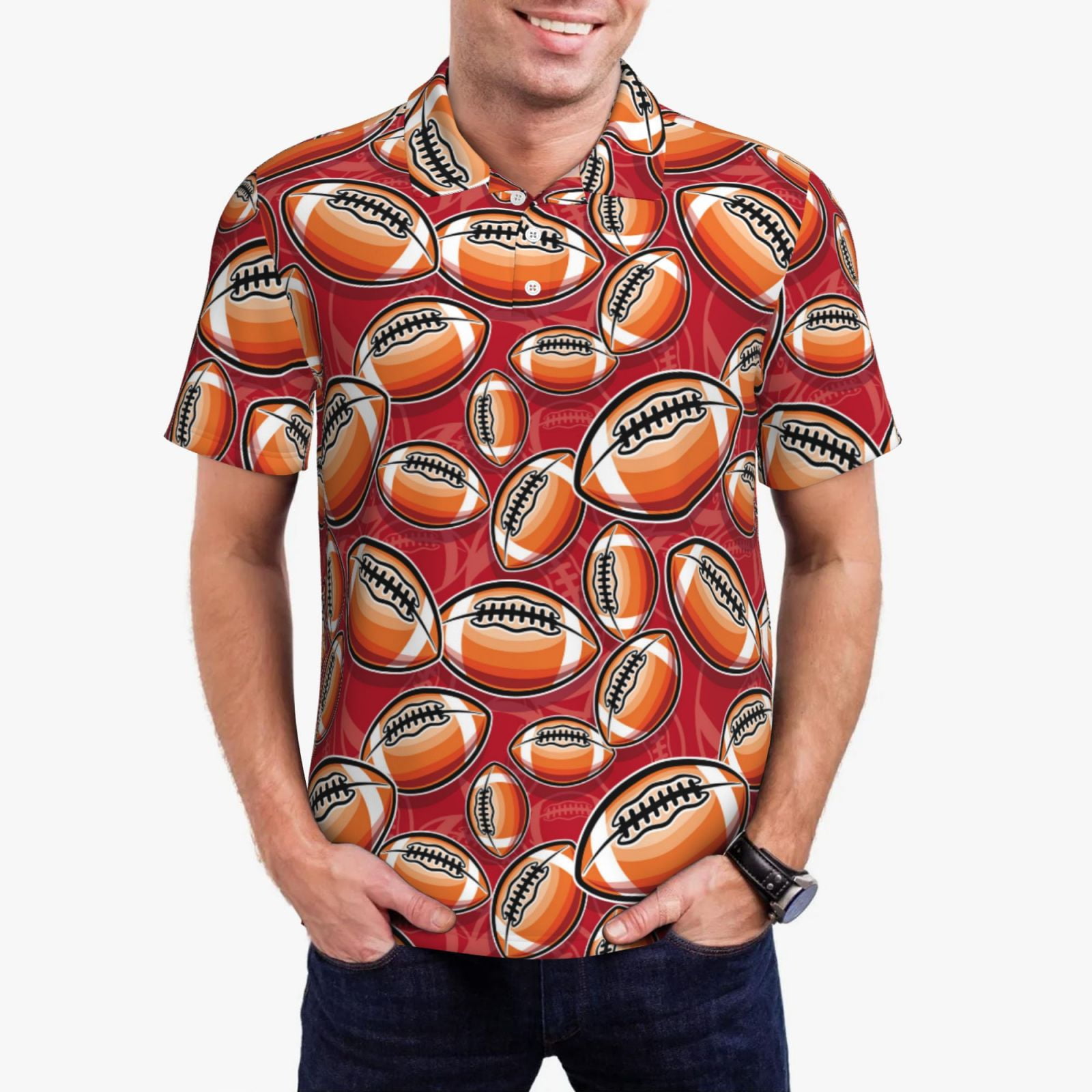 Polo Shirts for Men - orange American football Rugby Mens Polo Shirts ...