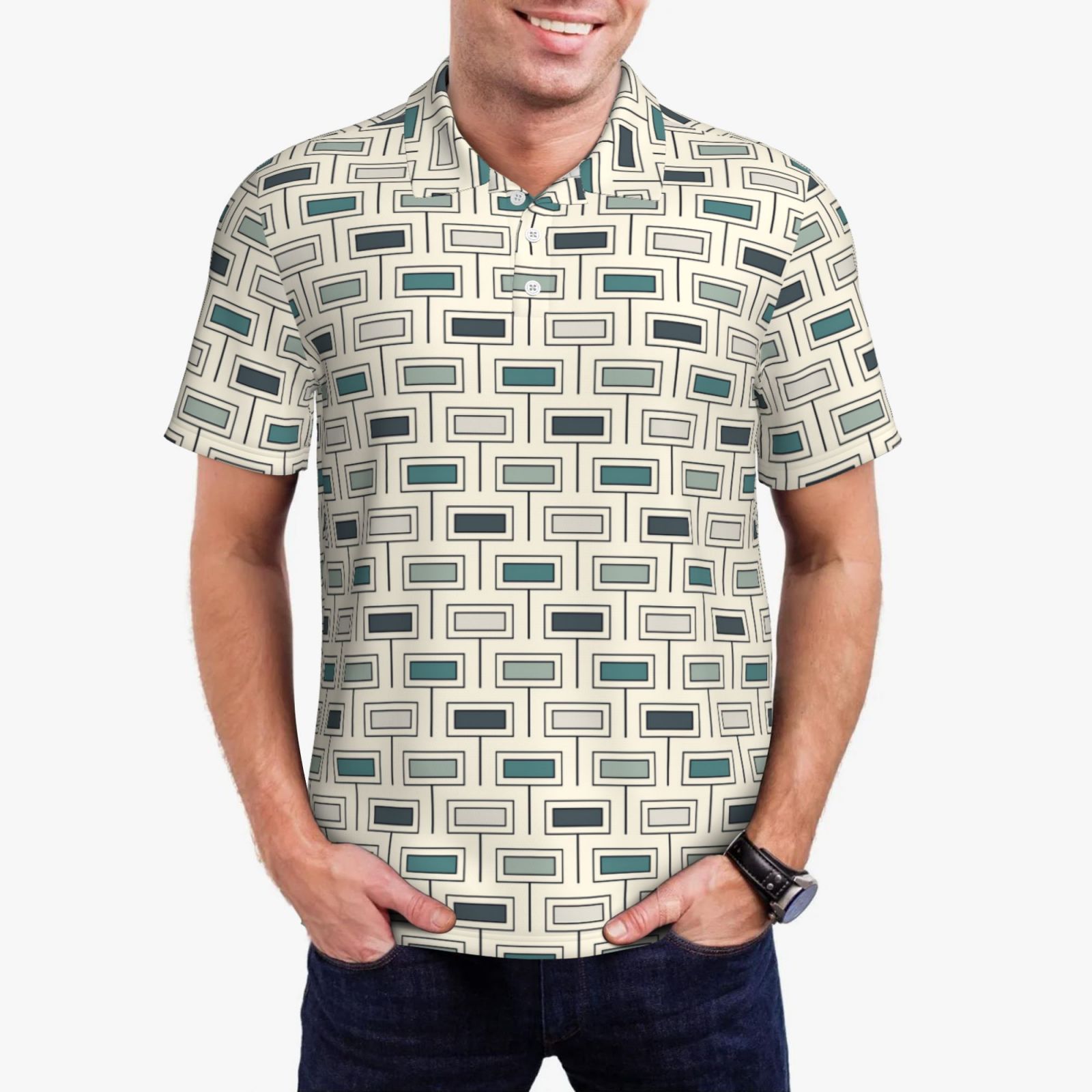 Polo Shirts for Men, small rectangle Cuteness Casual Mens Polo Shirts ...