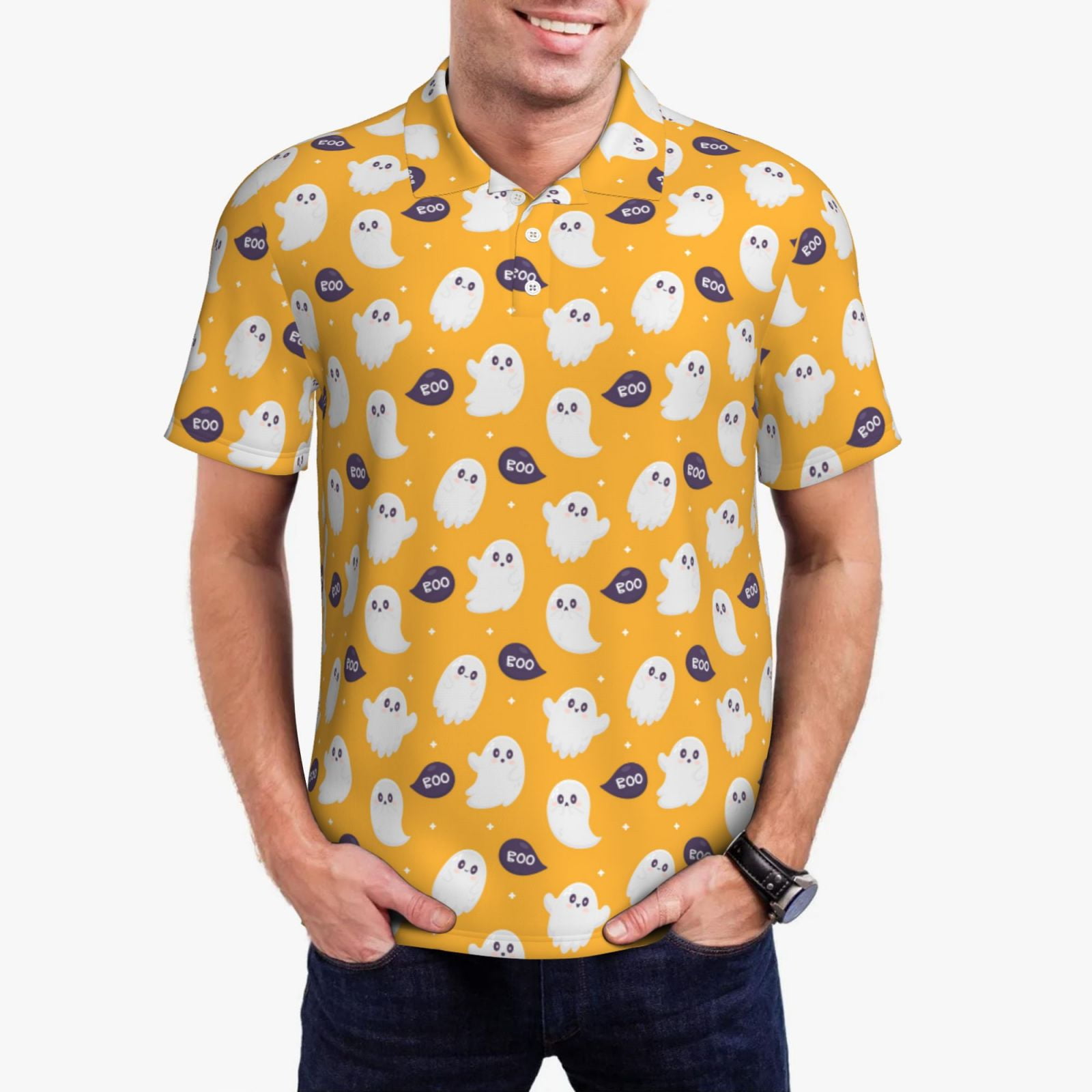 Polo Shirts for Men - spooky halloween cute Mens Polo Shirts Short ...