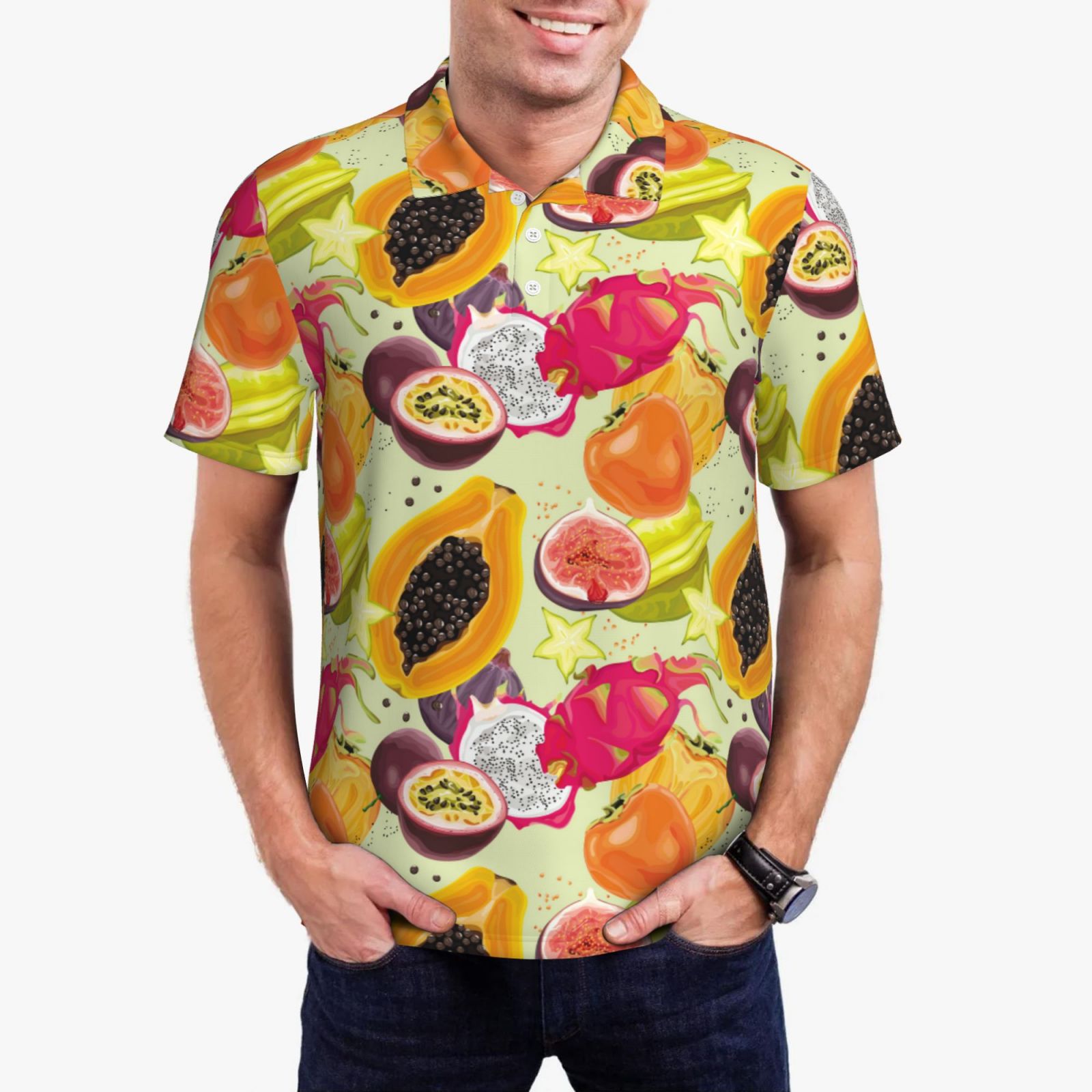 Polo Shirts for Men, star fruit Papaya Cuteness Casual Mens Polo Shirts ...
