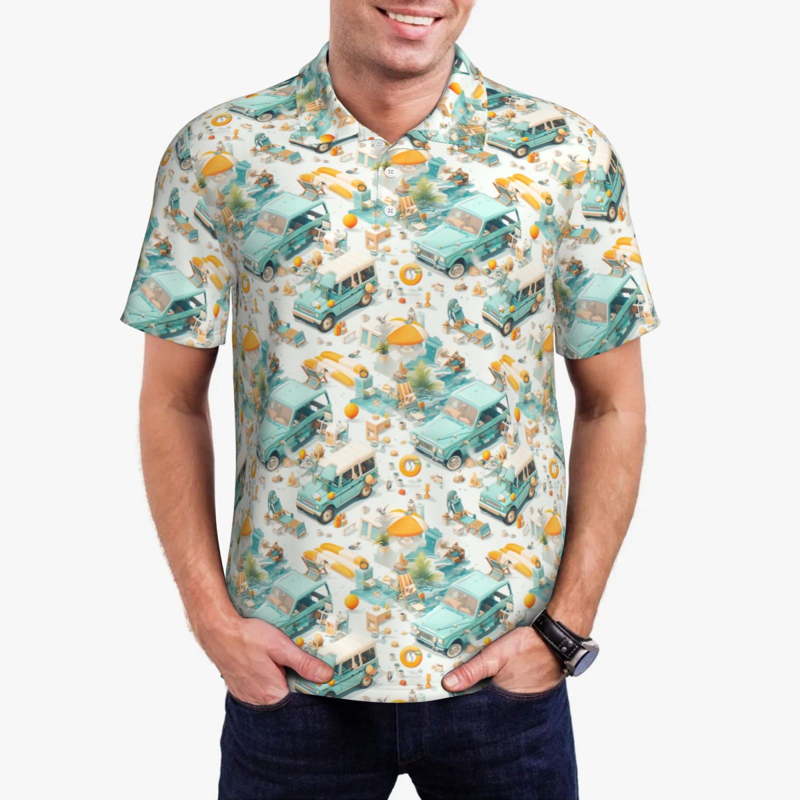 Polo Shirts for Men - travel SUV RV camping Mens Polo Shirts Short ...