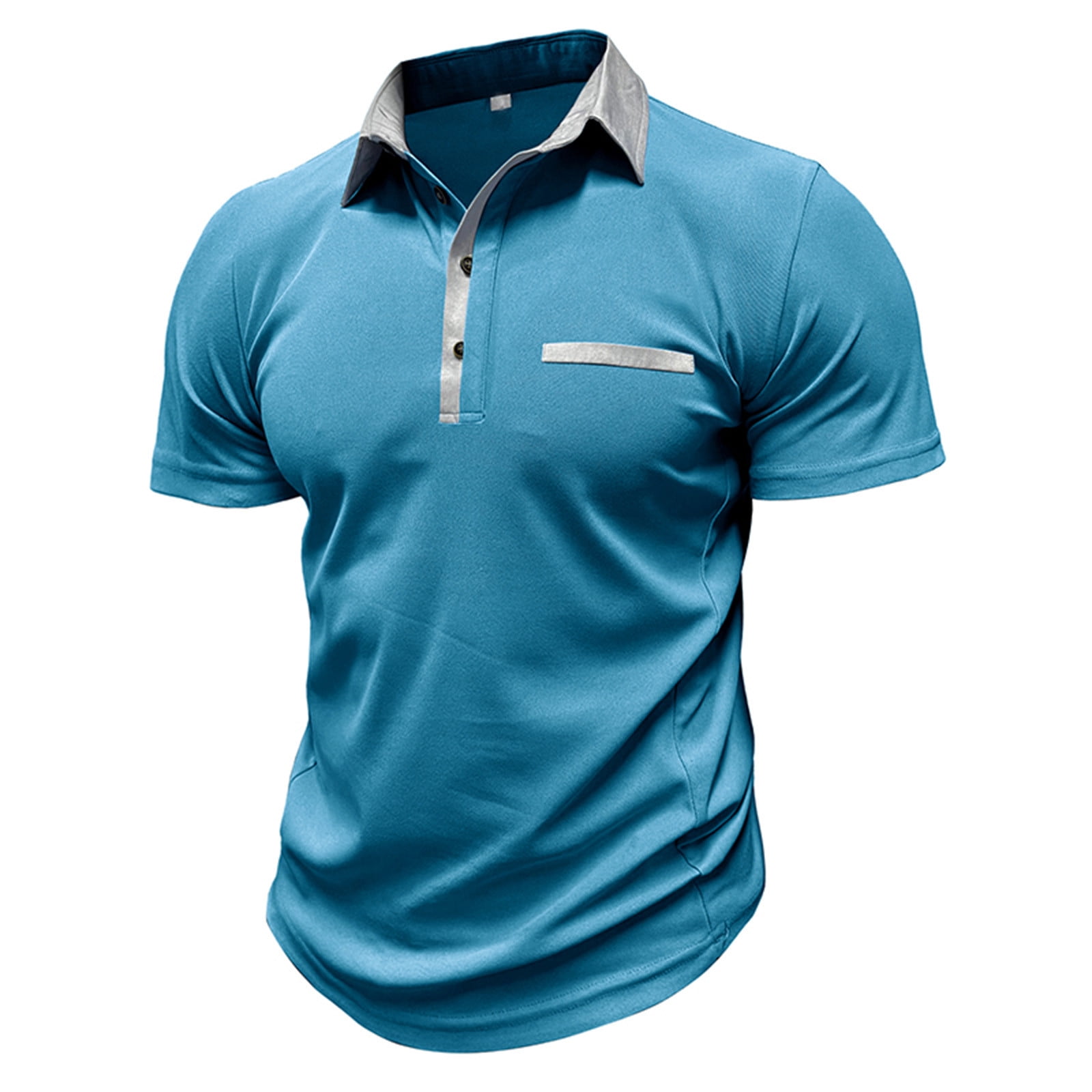 Polo Shirts for Men with Pocket Short Sleeve Collared Golf Shirts Quick ...