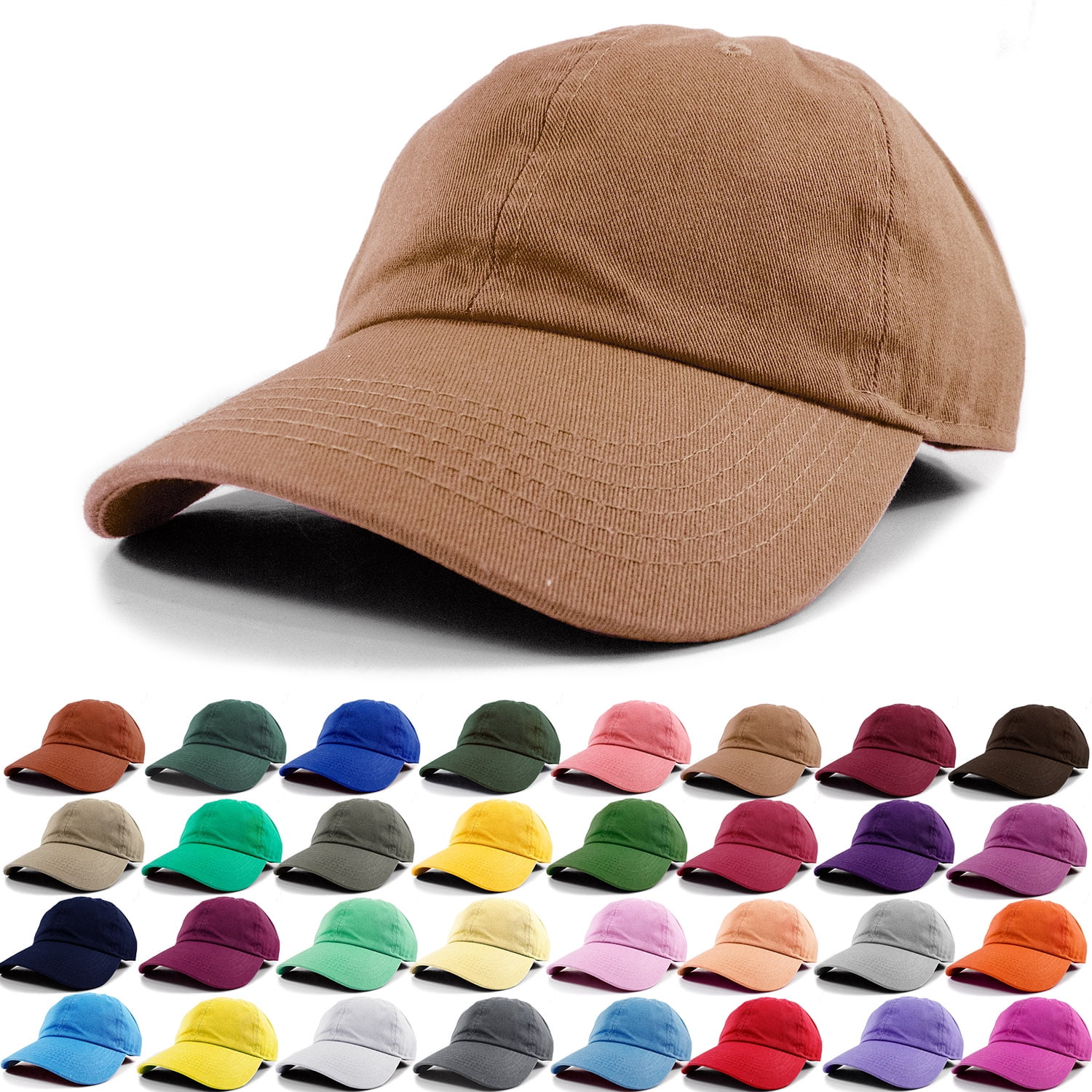 Polo Style Baseball Cap Ball Dad Hat Adjustable Plain Solid Washed ...