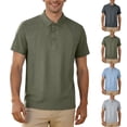 Polo T Shirts for Men Short Sleeve with Button Basic Summer Army Green ...