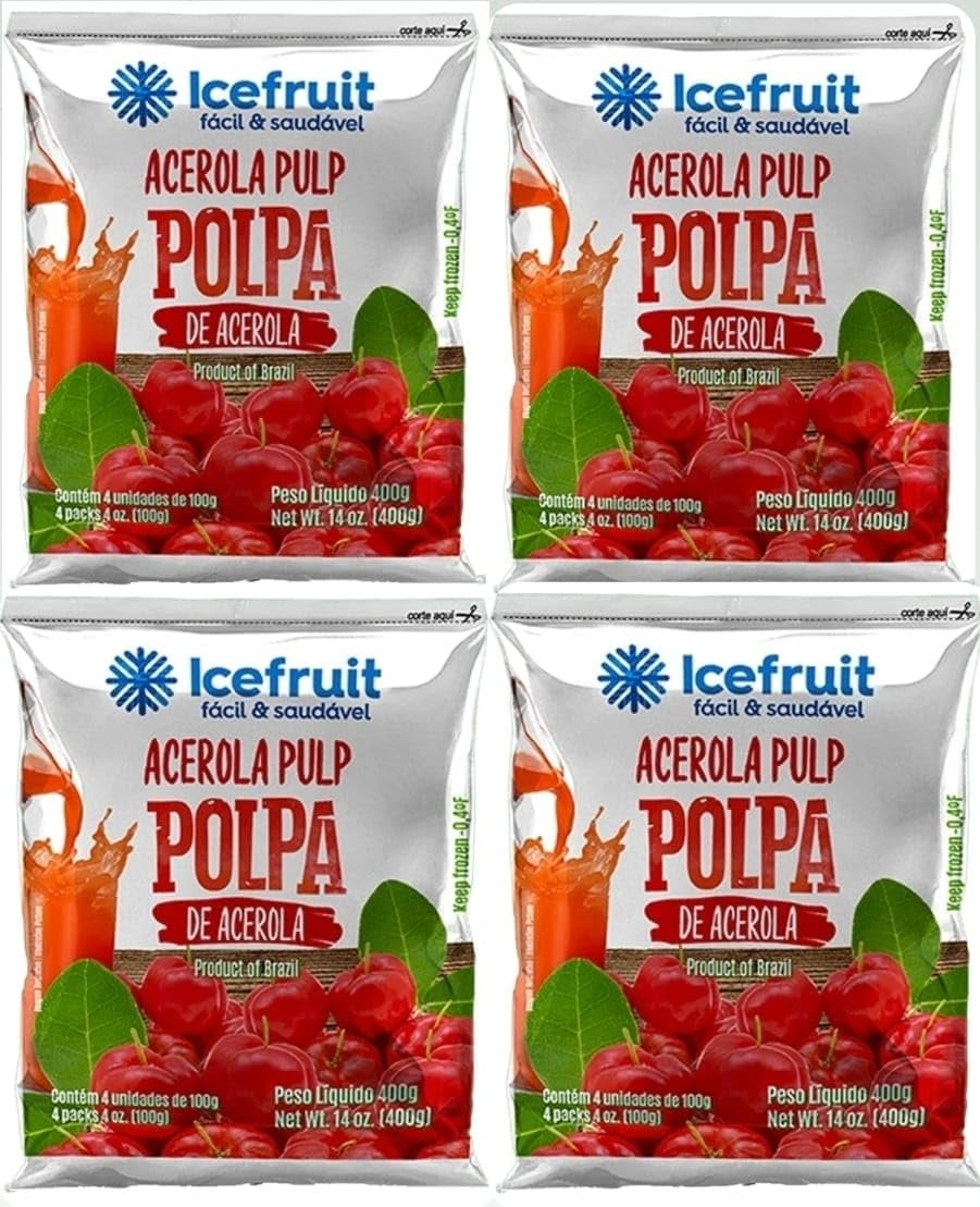 Polpa Acerola Brasileira IceFruit 4x400g Brazilian Acerola Pulp Fruit ...