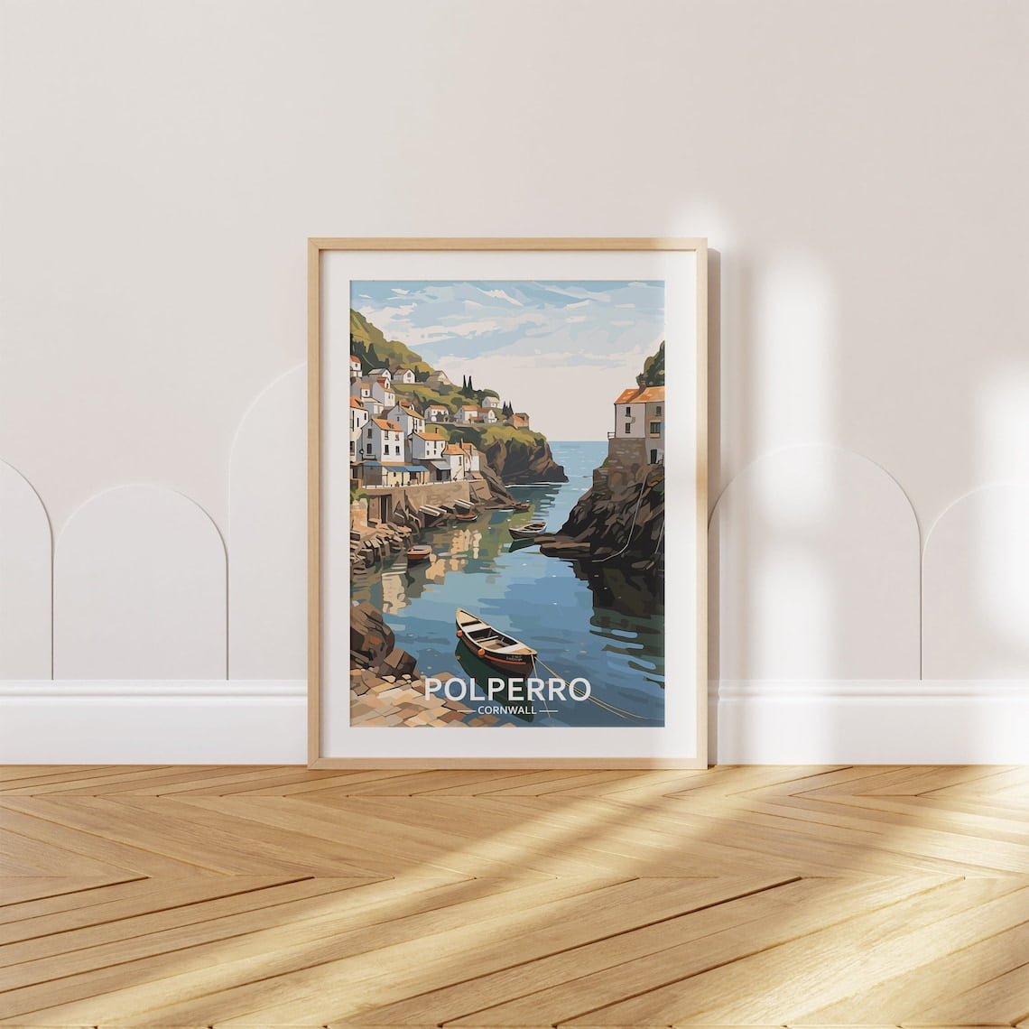 Polperro Poster Cornwall Scenic Harbour Wall Art Decor, Unframed Canvas ...