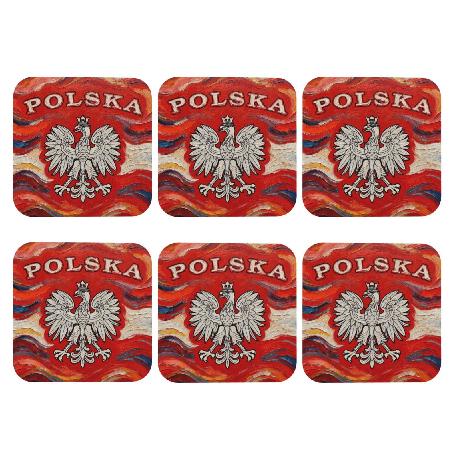 Polska-Eagle Logo Leather Coasters for Drinks Perfect for Living Room ...