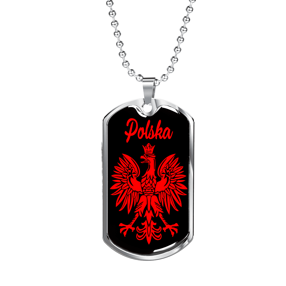 Polska Poland Eagle Dog Tag Stainless Steel or 18k Gold 24" Chain ...