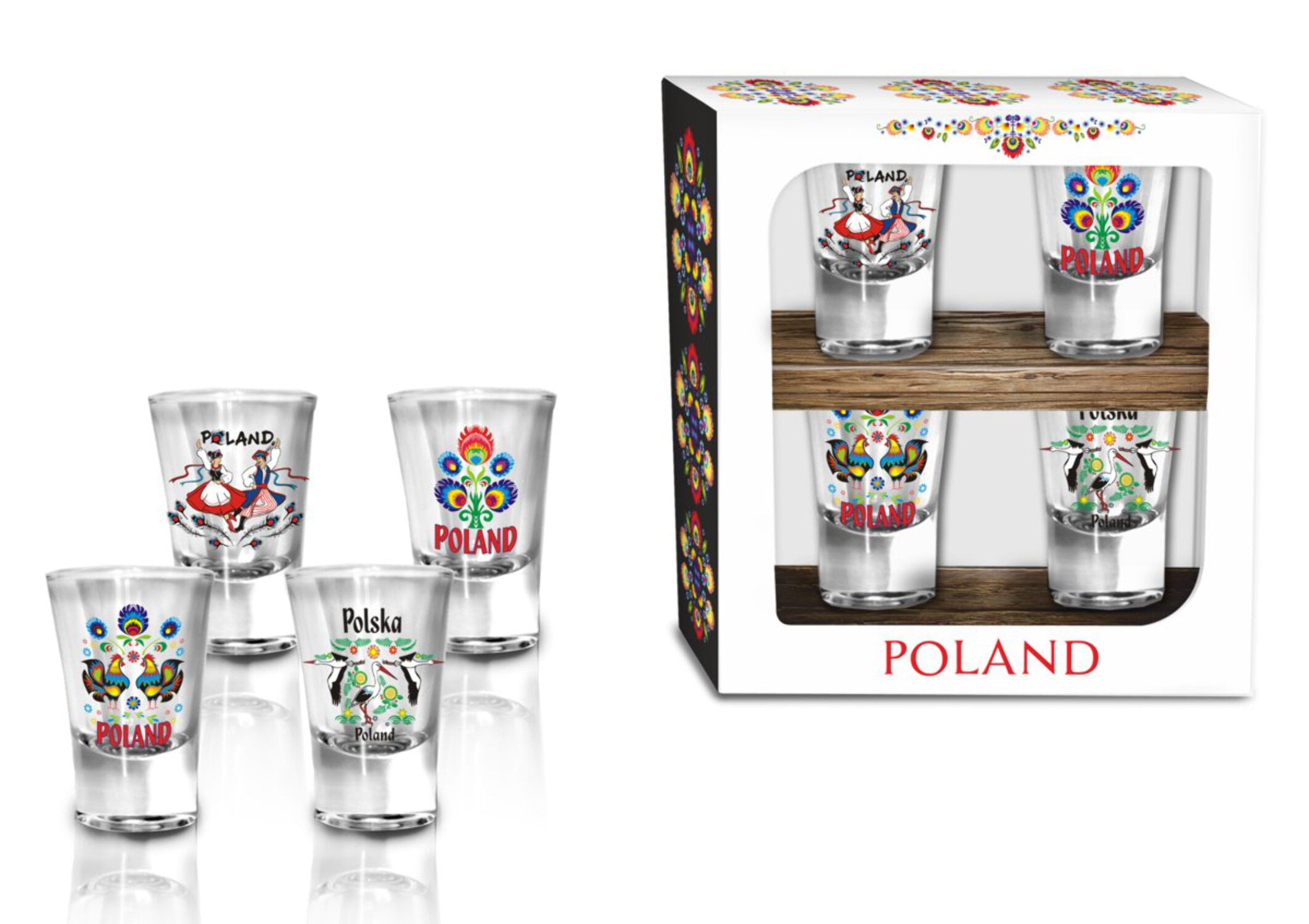 Polska Poland Lowicz Folk Art Shot Glasses, Set of 4 - Walmart.com