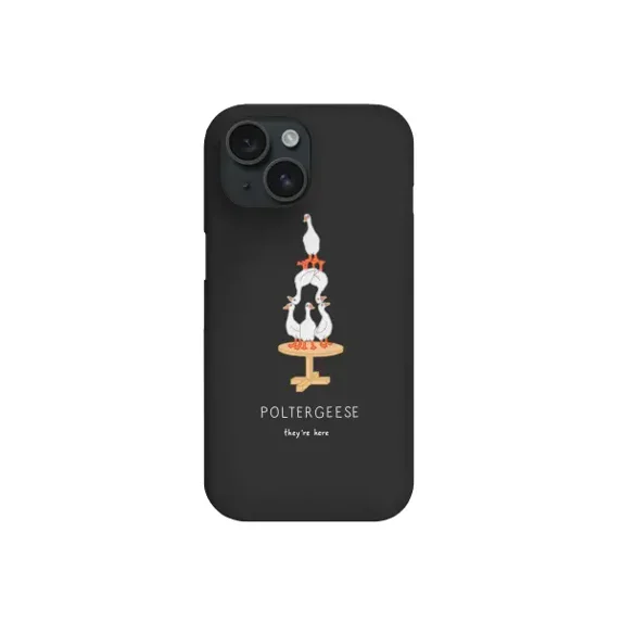Poltergeese on Dark Funny Ghost Goose Phone Case for iPhone 16 15 14 13 ...