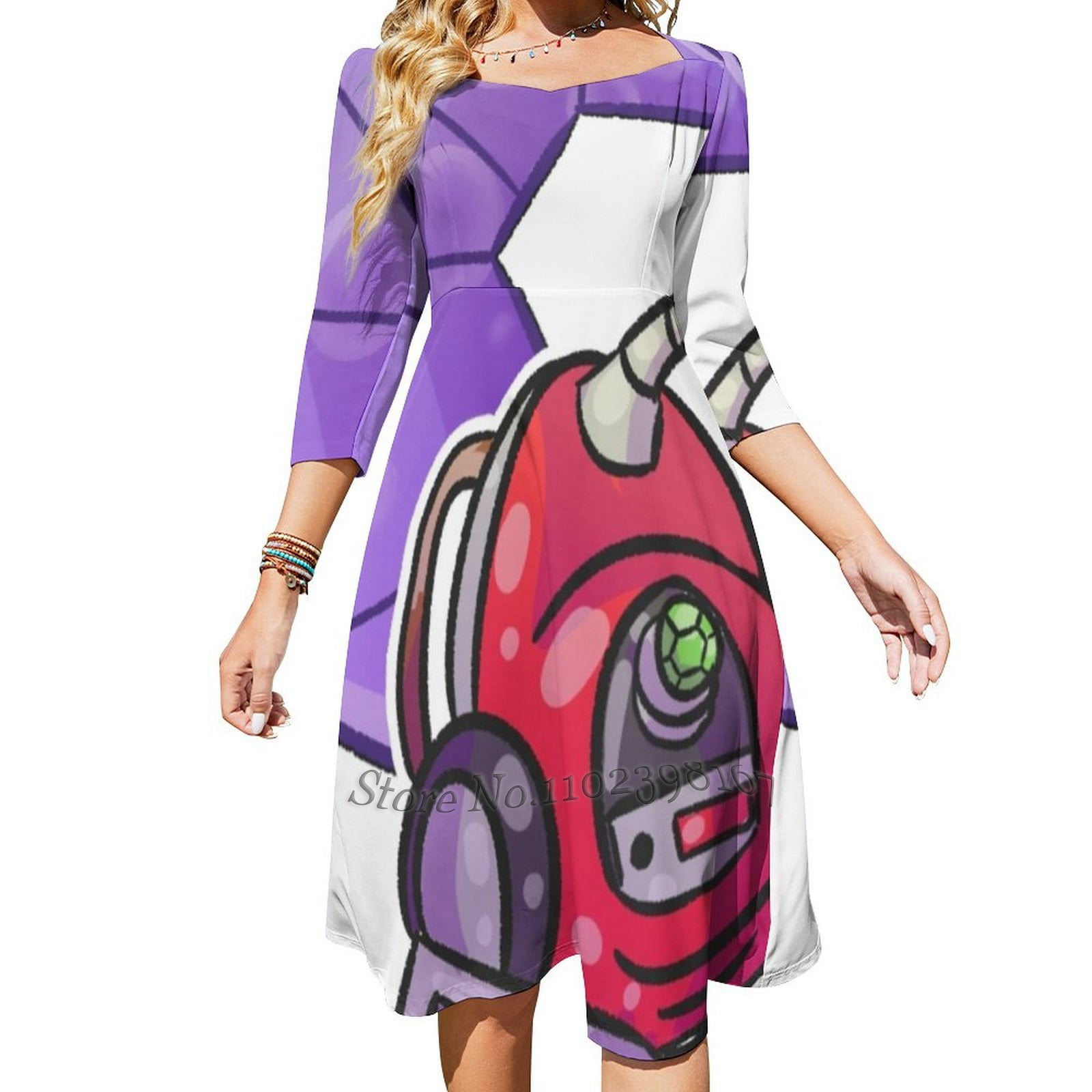 Poltergust Dark Moon Square Neck Dress New Plus Size Elegant Women ...