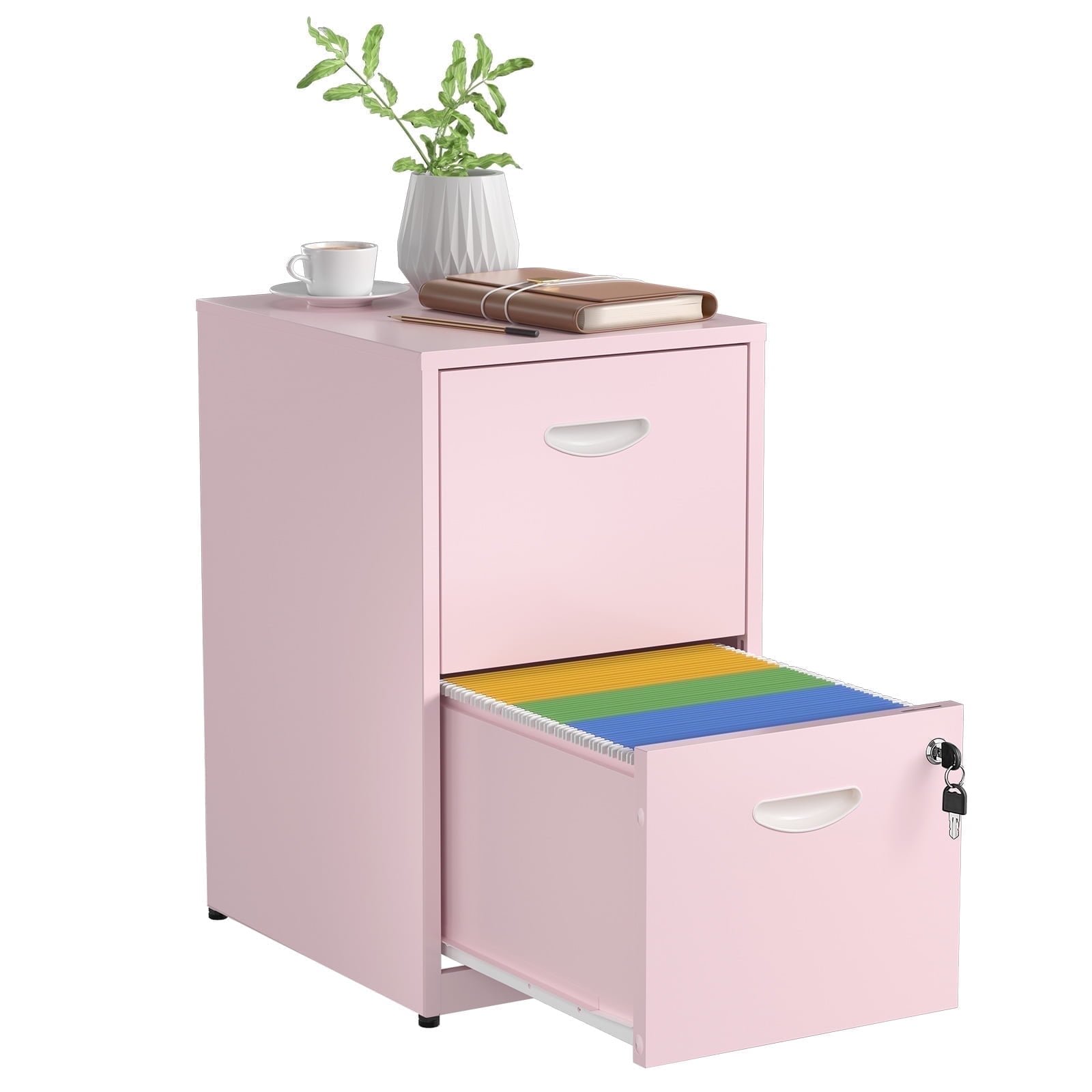 Polup 26'' H Metal Vertical File Cabinets, 2 Drawer File Cabinet with ...