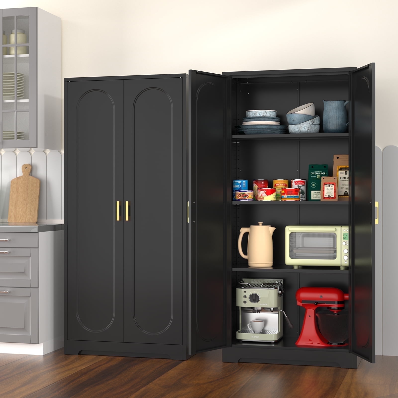 Polup 60'' Tall Modern Pantry Kitchens Cabinet with Doors Adjustable ...