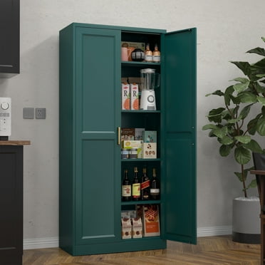 71" Tall Metal Storage Cabinet with 2 Doors and 4 Adjustable Shelves ...