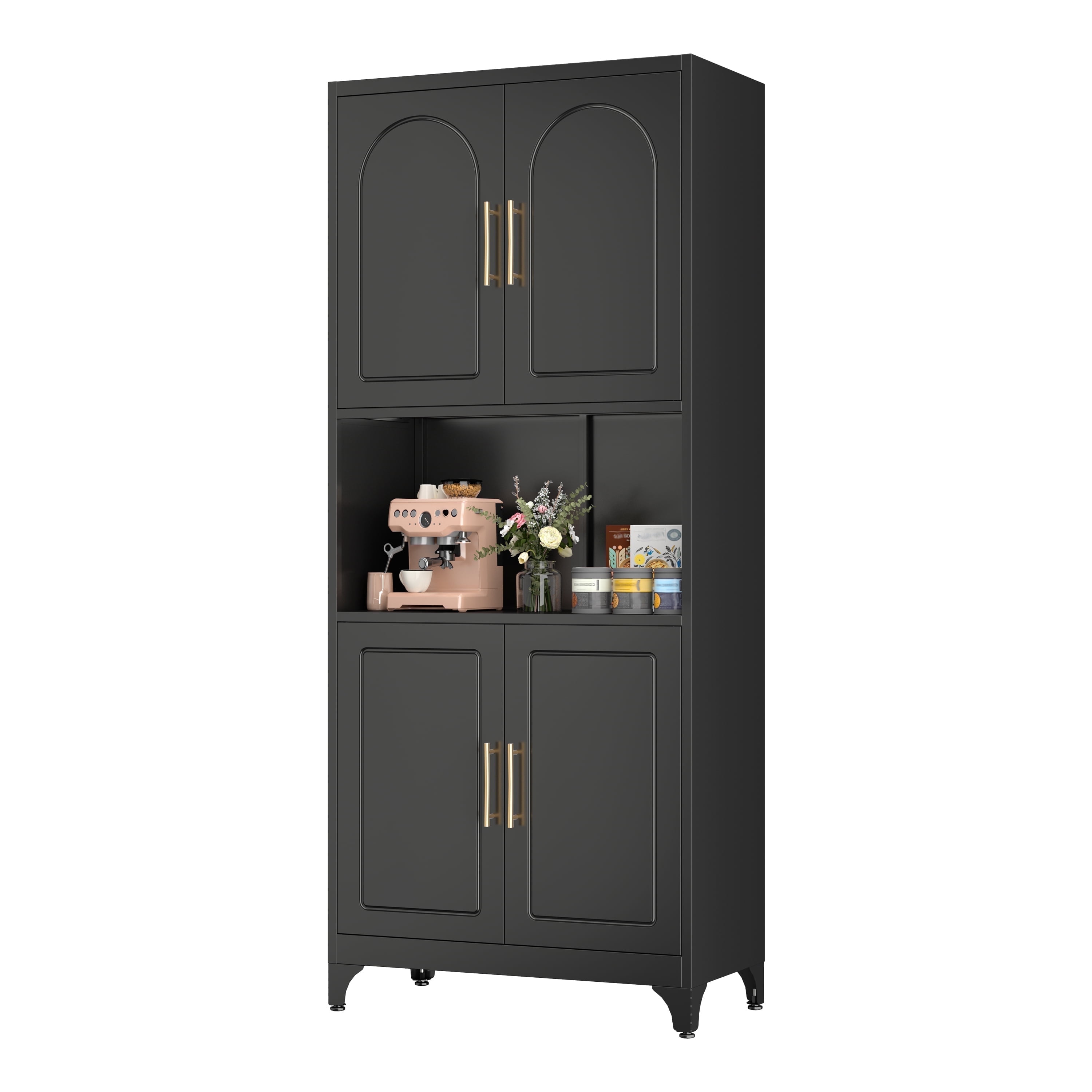 Polup 75" H Modern Cabinet, Kitchen Metal Storage with Adjustable ...