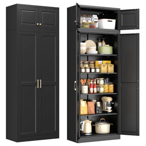 Polup 75" Height Metal Blue Storage Cabinet, Modern Tall Steel Pantry ...