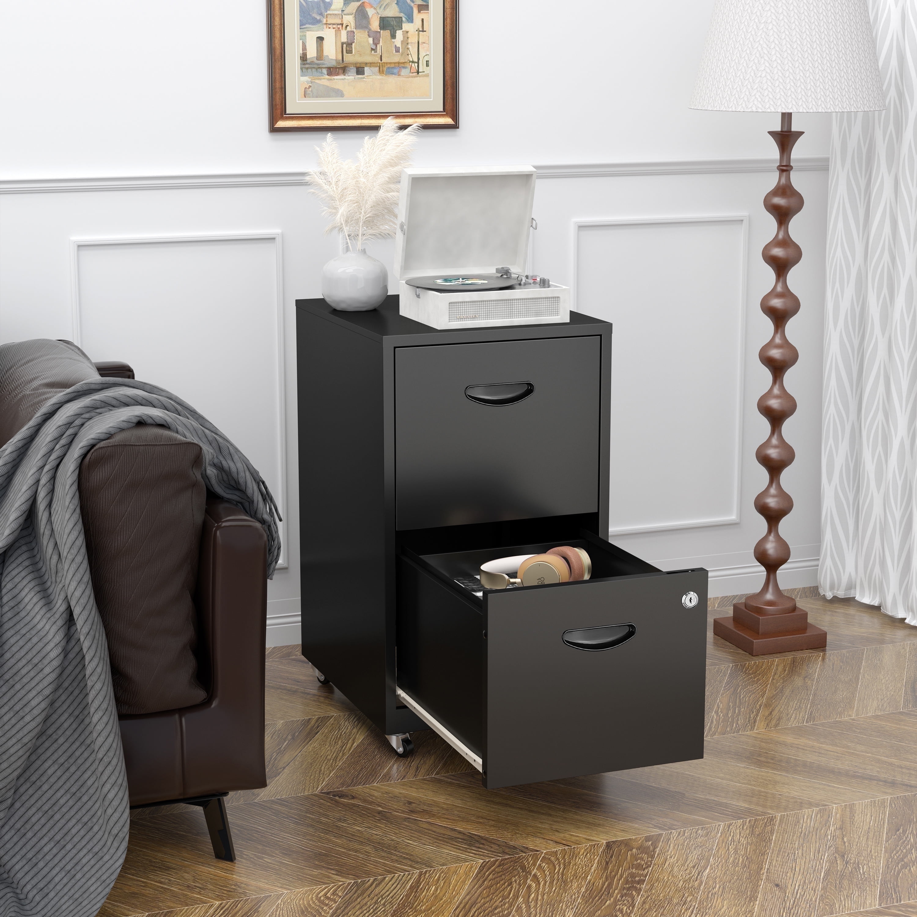 Polup 18"D Mobile Office Vertical 2 Drawer File Cabinet, Metal Filing ...