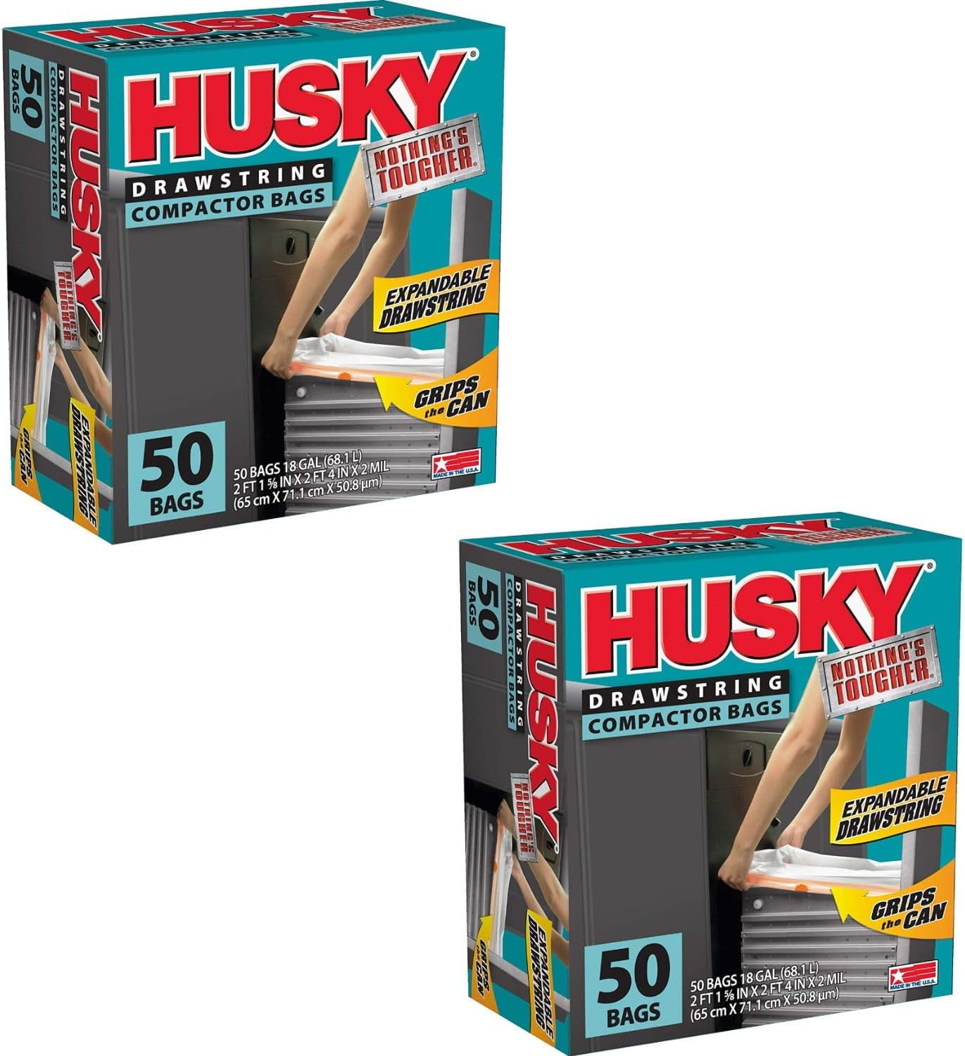 Poly-America HK18XDS050W Trash Compactor Bag, 18 Gallon, White, Pack of ...