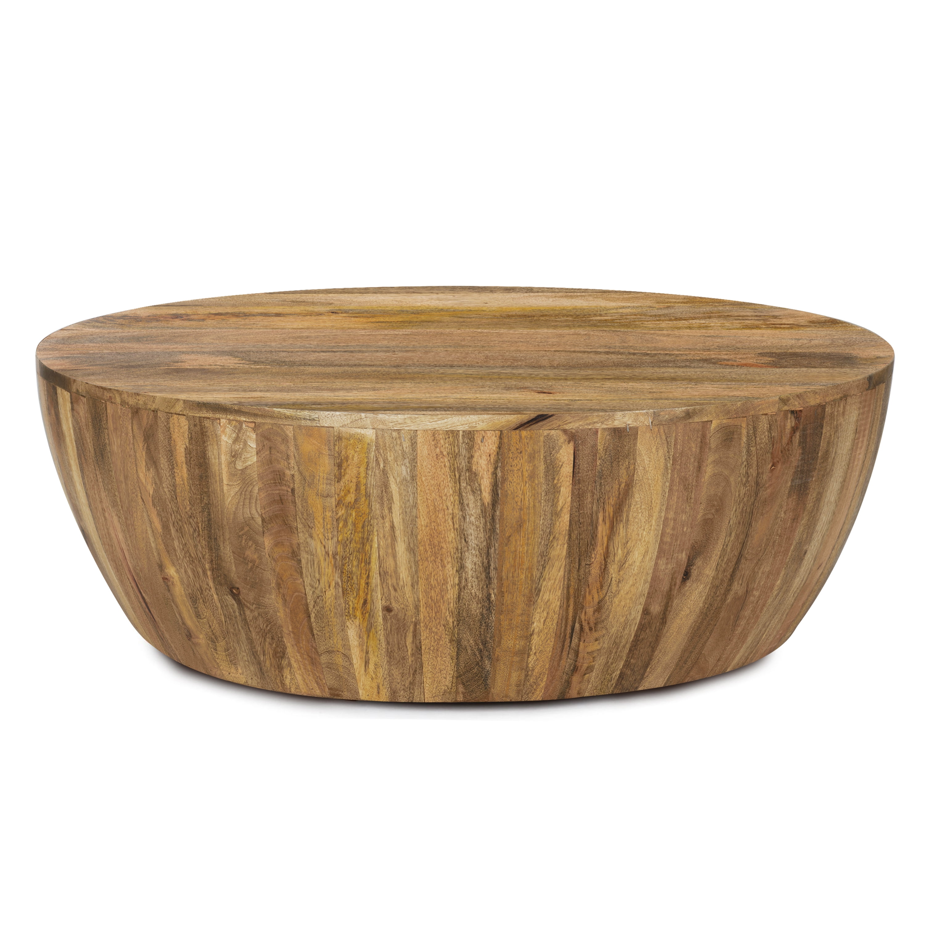 Poly & Bark Goa Round Wood Coffee Table in Natural - Walmart.com