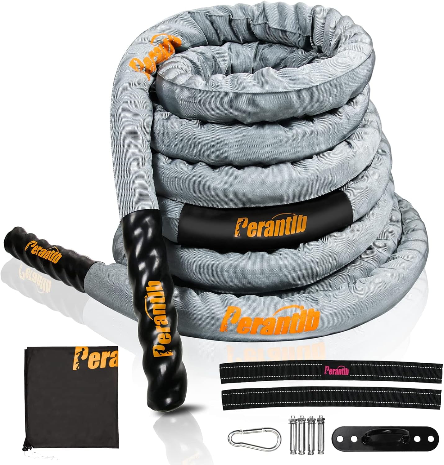 Poly Battle Rope with Cloth Sleeve -1.25/1.5/2 Inch Diameter 30' 40' 50 ...