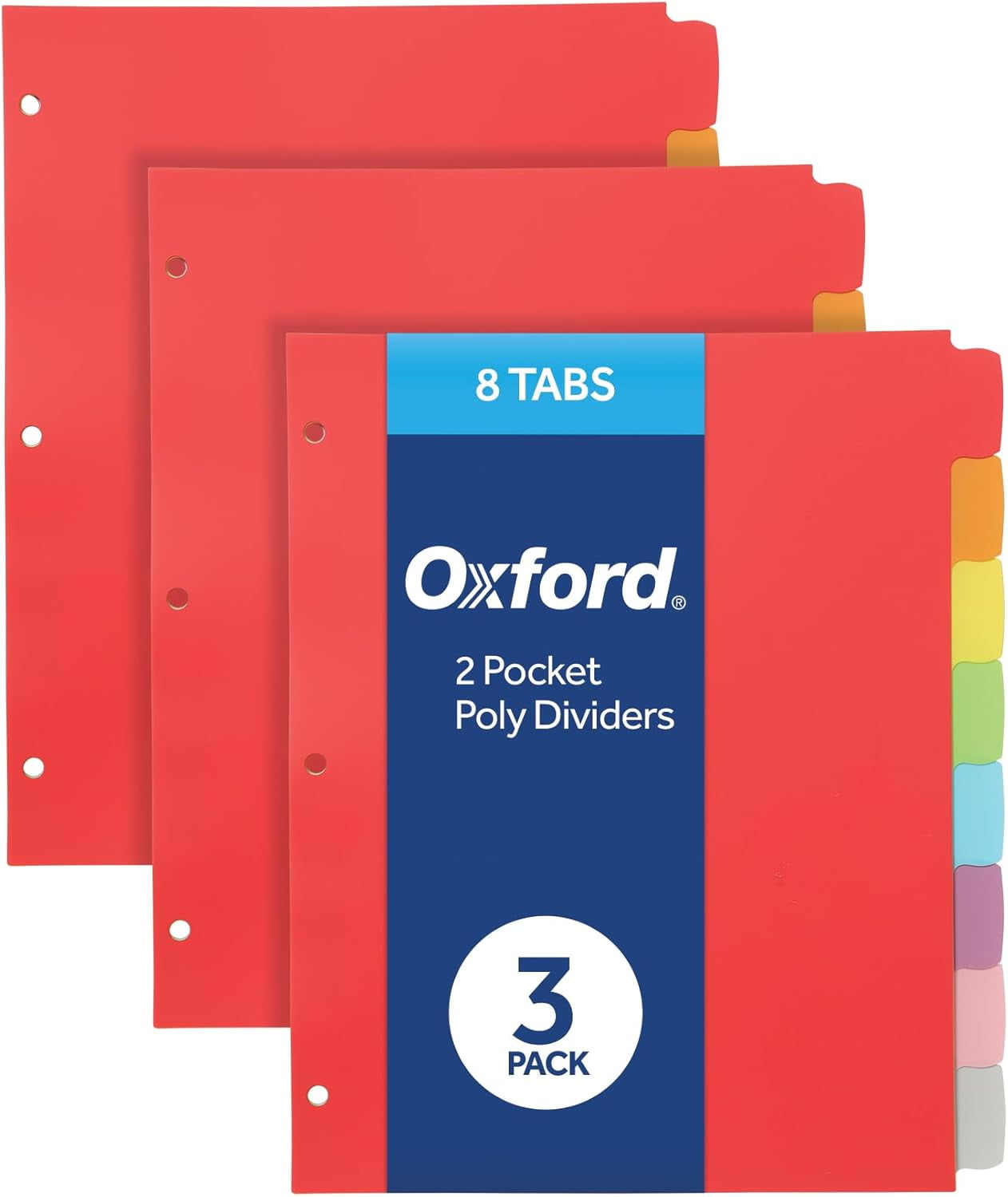 Poly Binder Dividers, 3 Hole Punch Organizers, Assorted Colors, 8 Tab ...