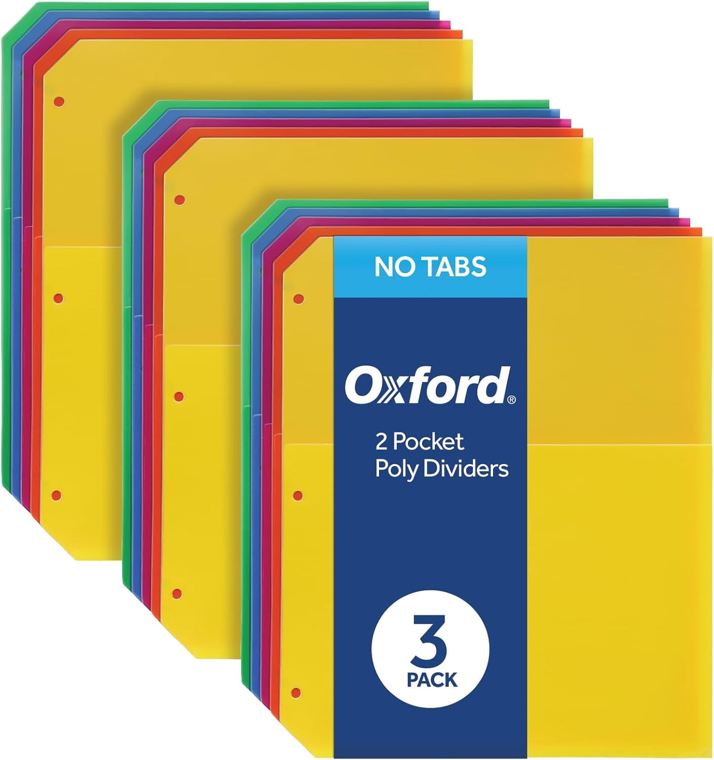 Poly Binder Dividers, Divider for 3 Ring Binder, Double Pocket, 3 Hole ...