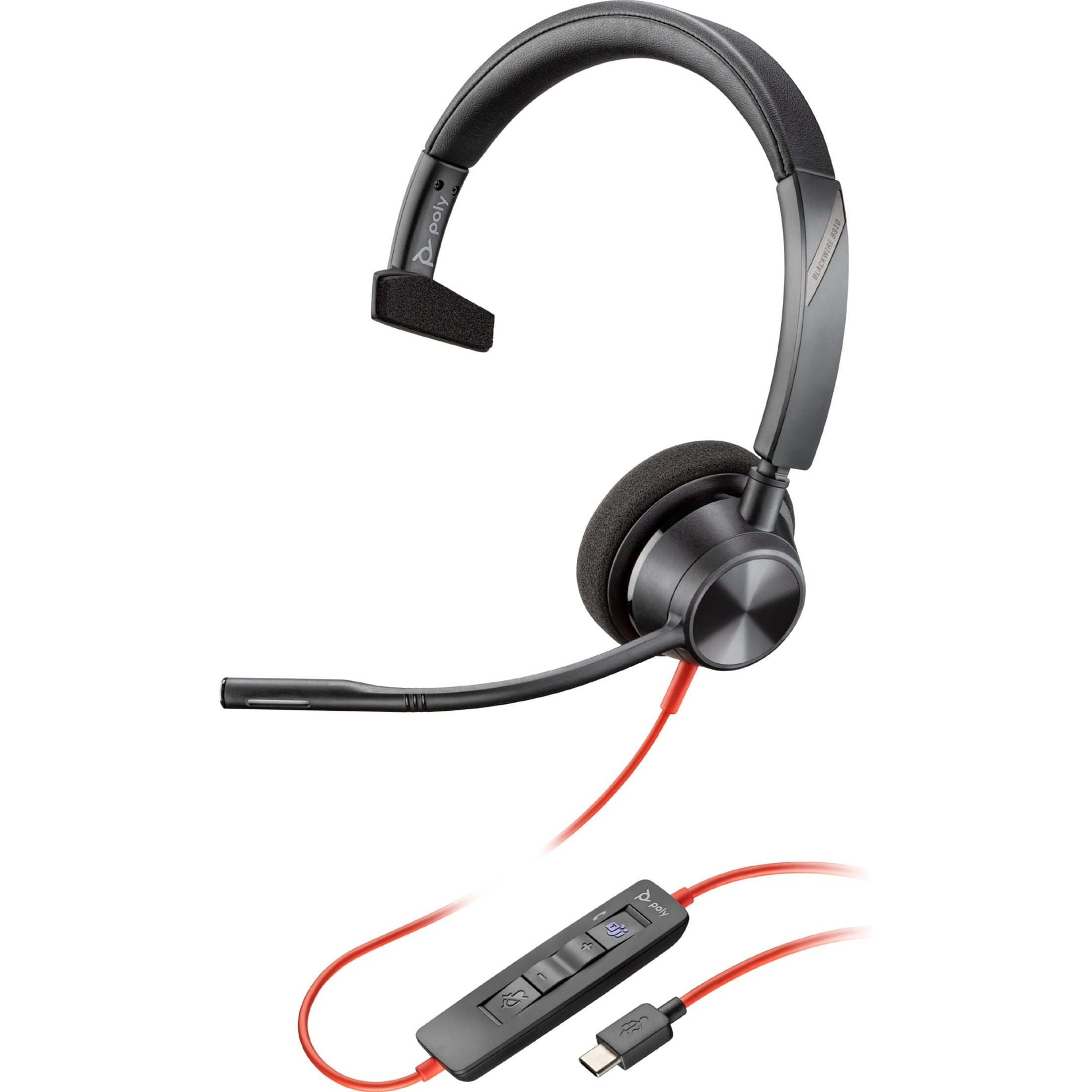 Poly Blackwire 3310 USB-C Headset - Mono - USB Type C - Wired - 32 Ohm ...