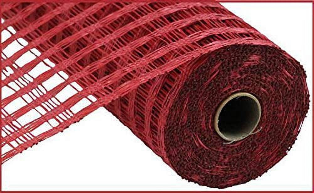 Poly Burlap Check Deco Mesh, Cranberry Red -10 Inches x 10 Yards ...