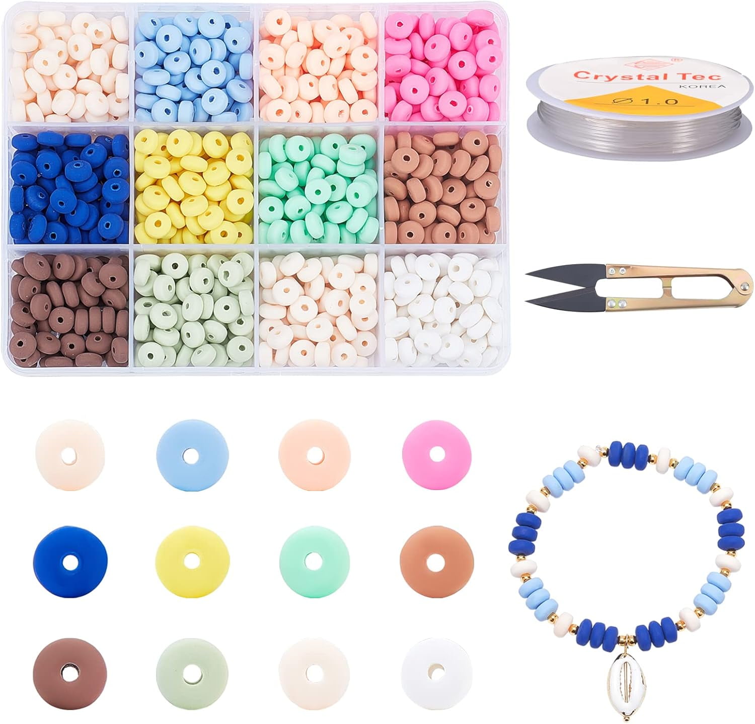 Poly Clay Beads 3mm Thick 840pcs 12 Cute Marshmallow Colors 6mm Flat ...