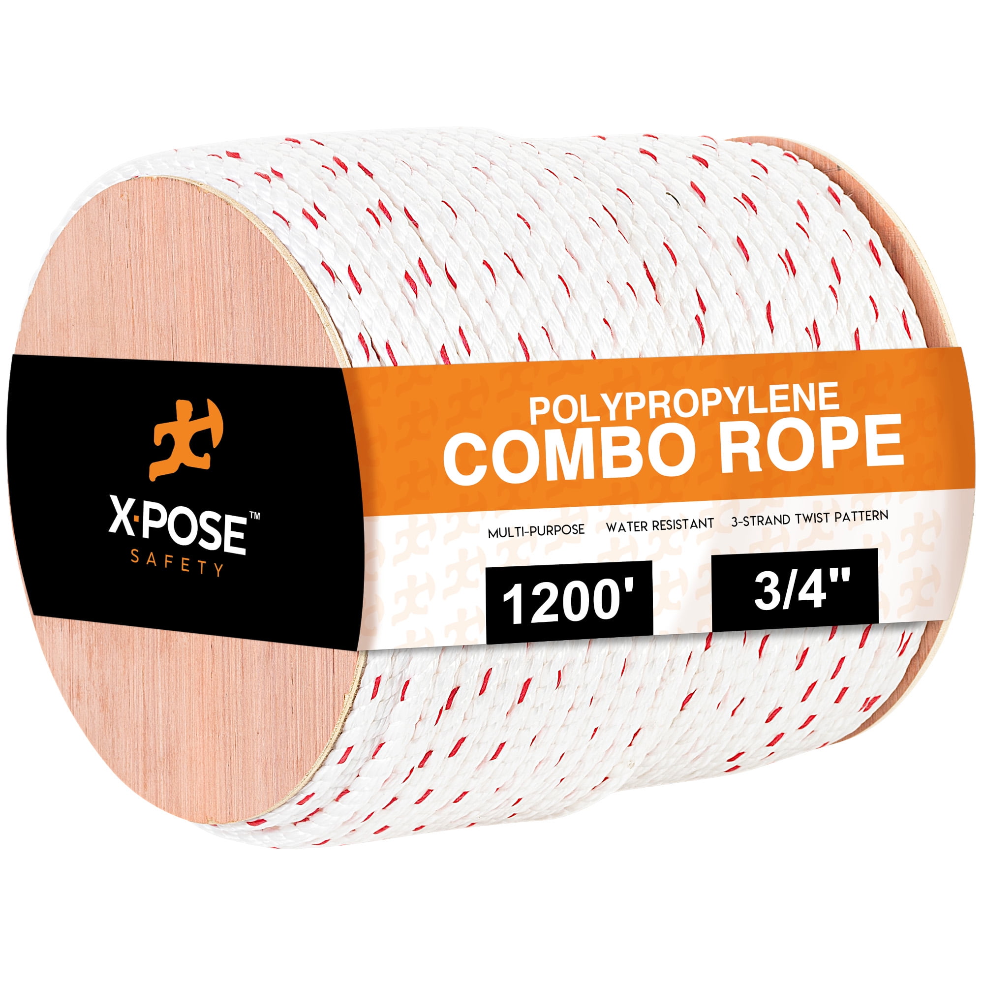 Poly Combo 3 Strand Safety Rope - 3/4" x 1200' UV Coated Polypropylene ...