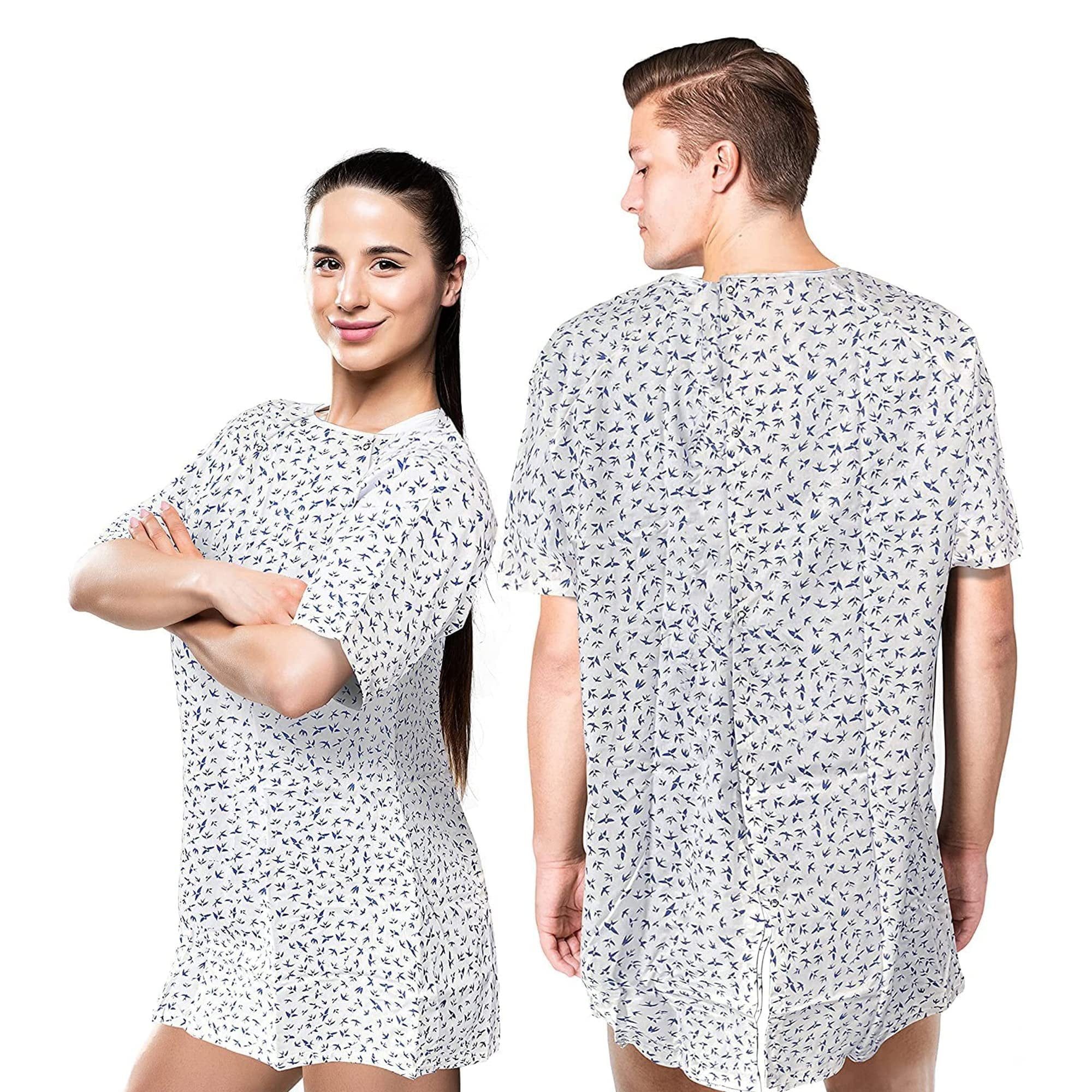 Poly-Cotton Patient Gown, Small. 60 Pack Cloth Hospital Gowns for Men ...