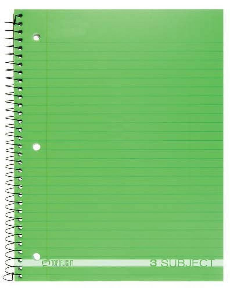 Top Flight Poly Cover 3-Subject Notebook 138-Sheets Wide Rule (Color ...
